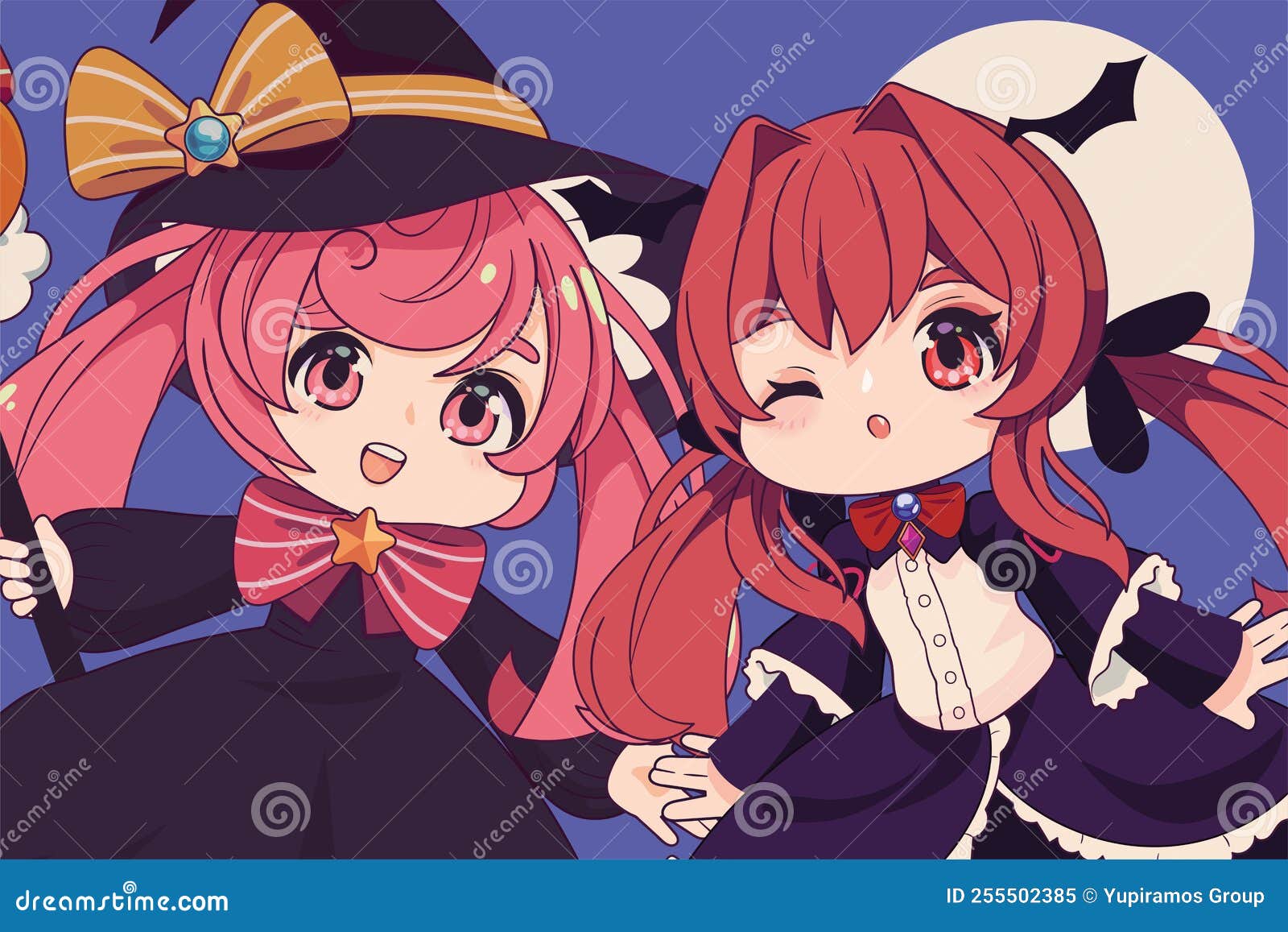 Witches anime chibi stock vector. Illustration of witch - 255502385