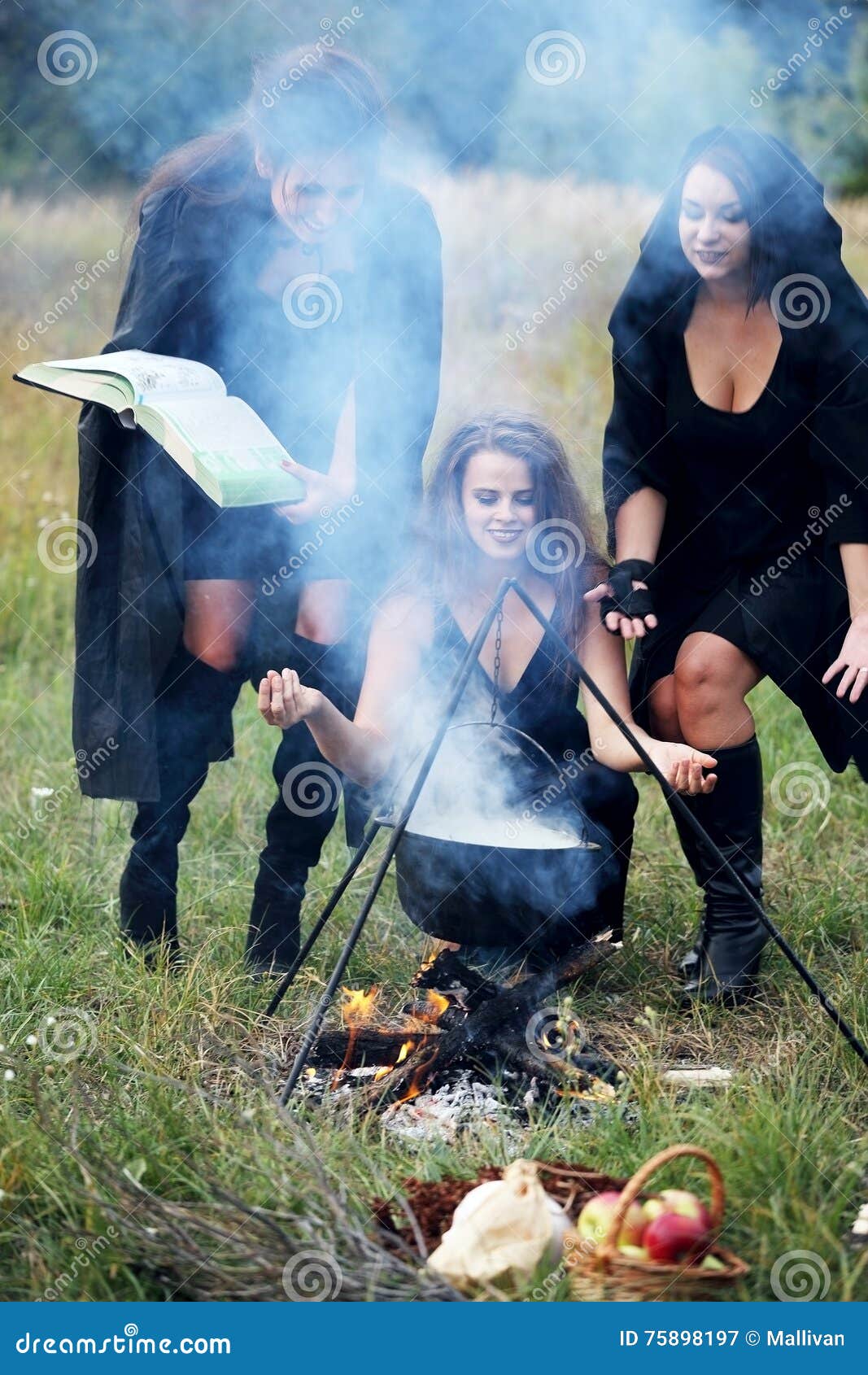 Witches Conjure with Potion Stock Image - Image of confident, forest ...