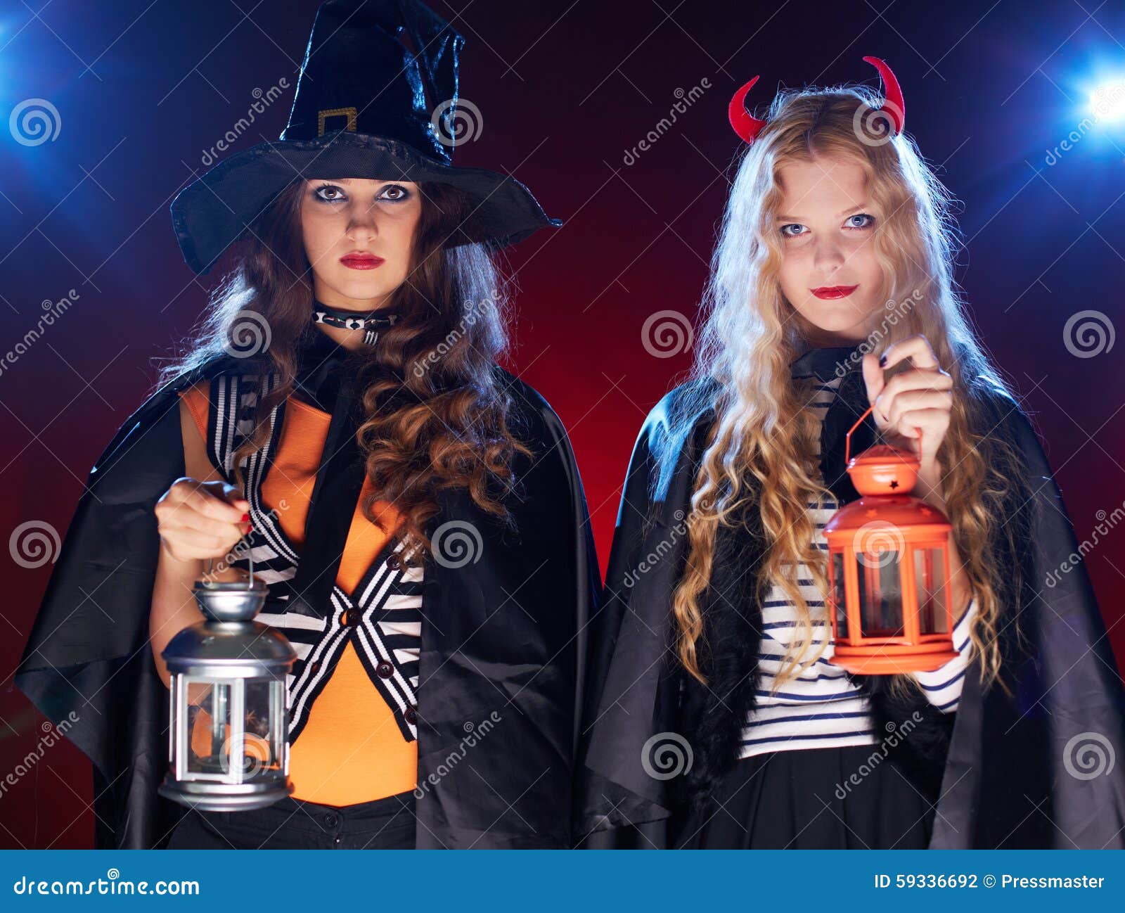 Witches with lanterns stock photo. Image of cult, cute - 59336692