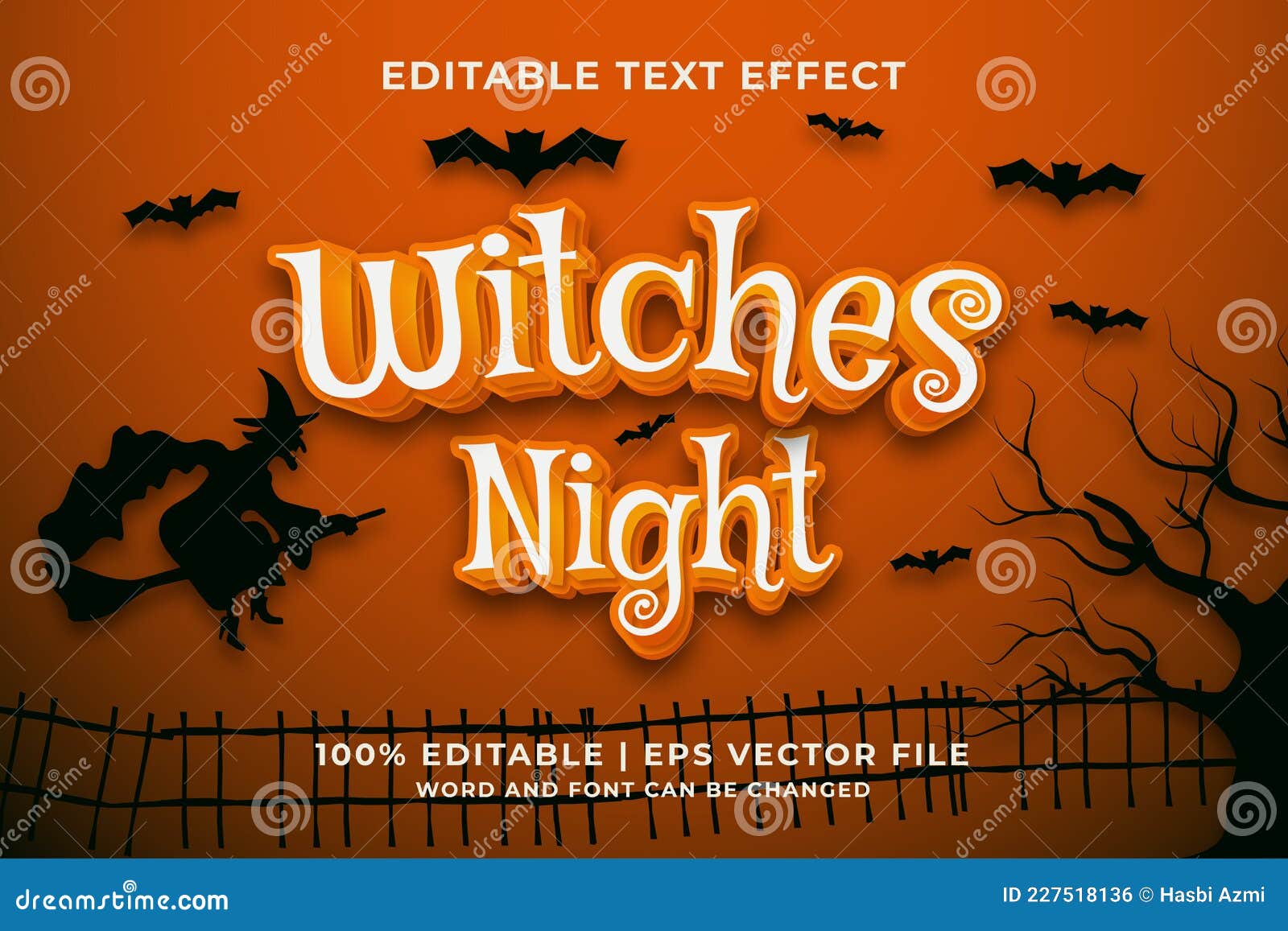 Witches Night Editable Text Effect Template Style Premium Vector Stock Vector - Illustration of ...
