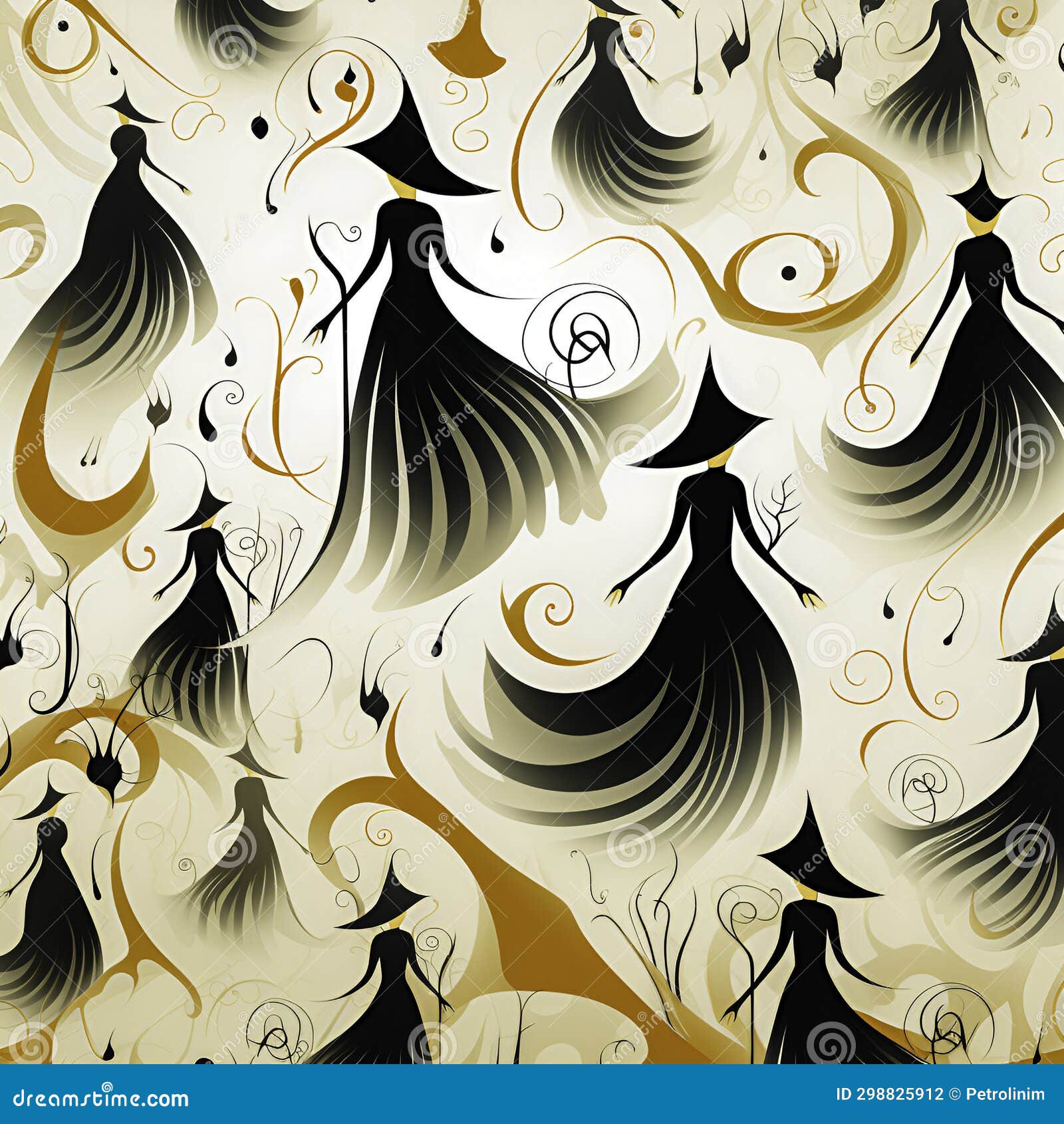 Witches Pattern on White Background Stock Illustration - Illustration ...