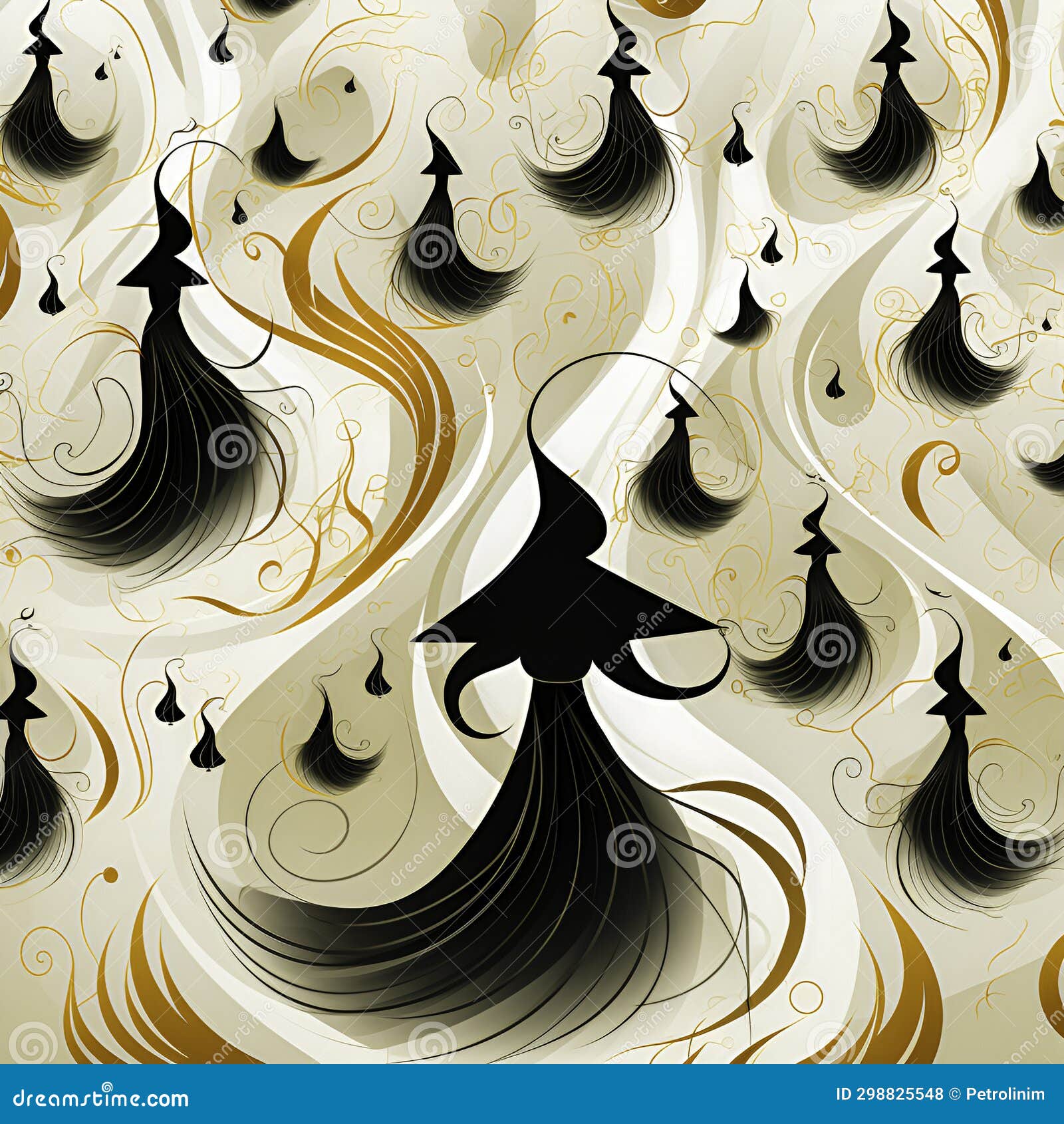 Witches Pattern on White Background Stock Illustration - Illustration ...