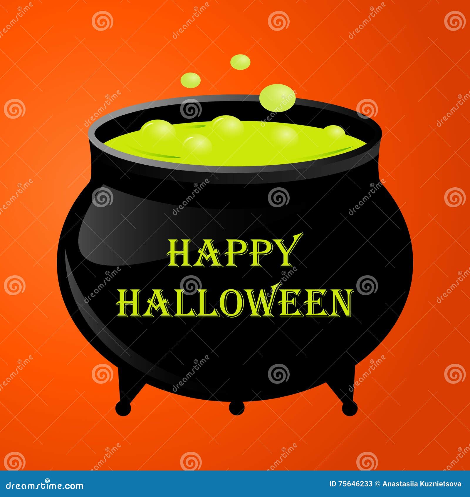 Witches Pot for Halloween with Green Potion Stock Vector - Illustration ...