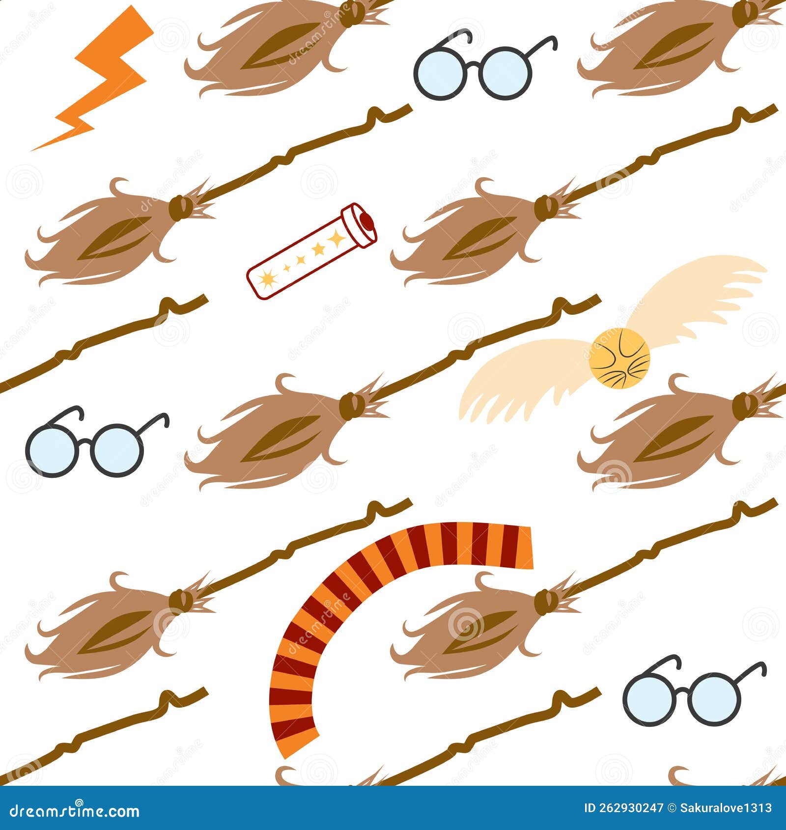 Witches School Magical Objects Seamless Pattern Vector Illustration ...