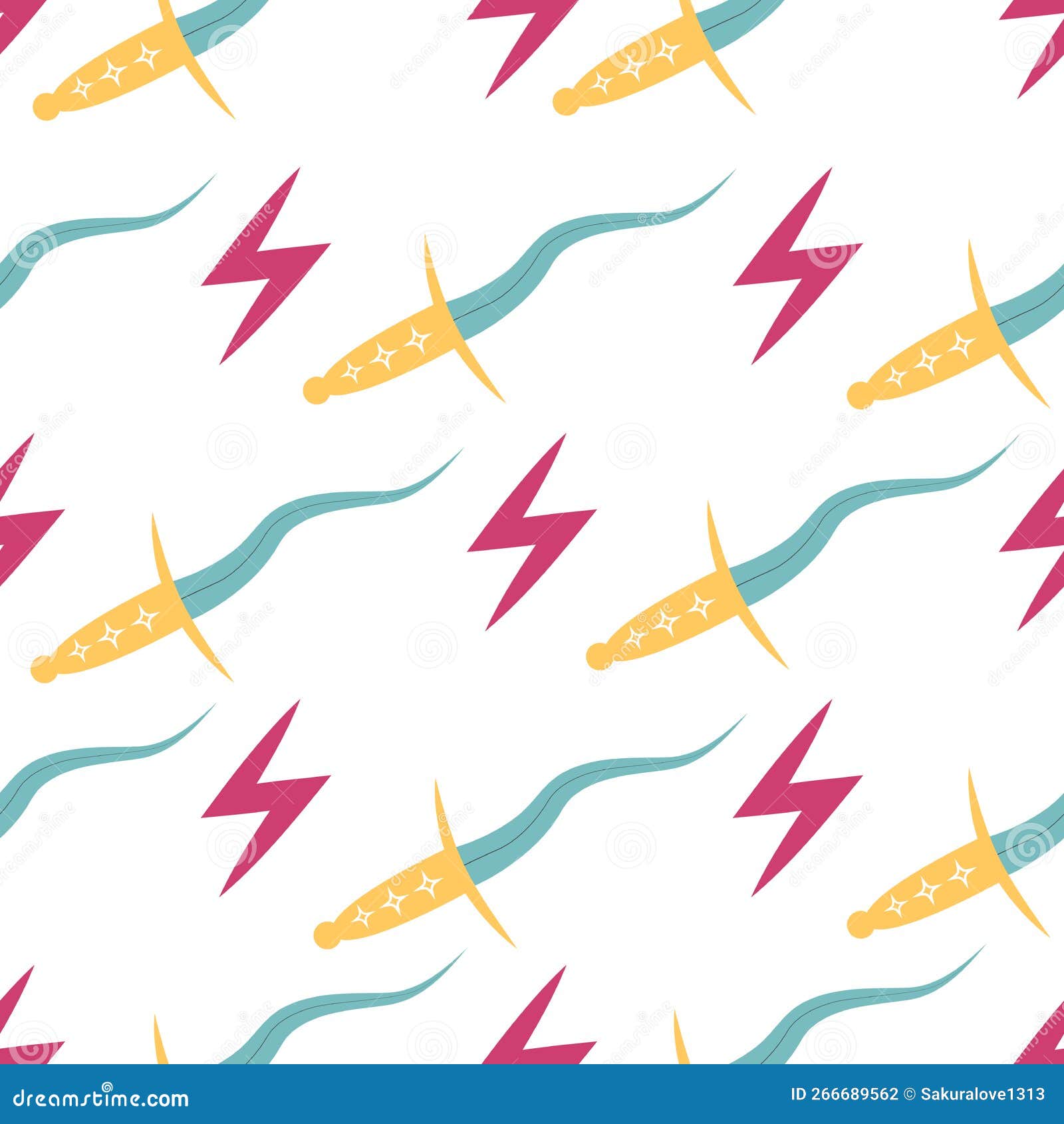 Witches School Of Magical Objects Seamless Pattern In Flat Style Stock ...