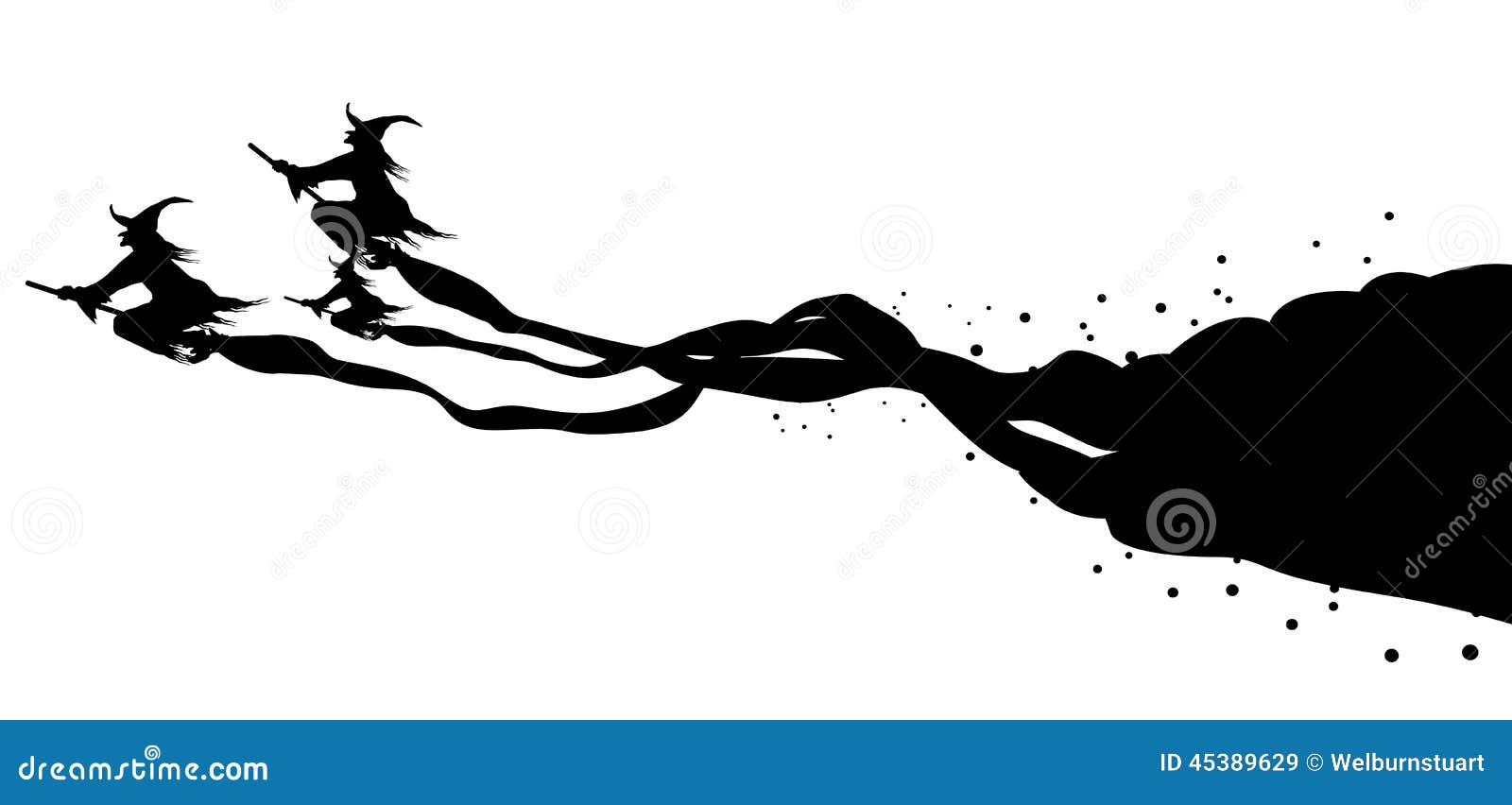 3 Witches Takeoff Horizontal Stock Illustration - Illustration of ...