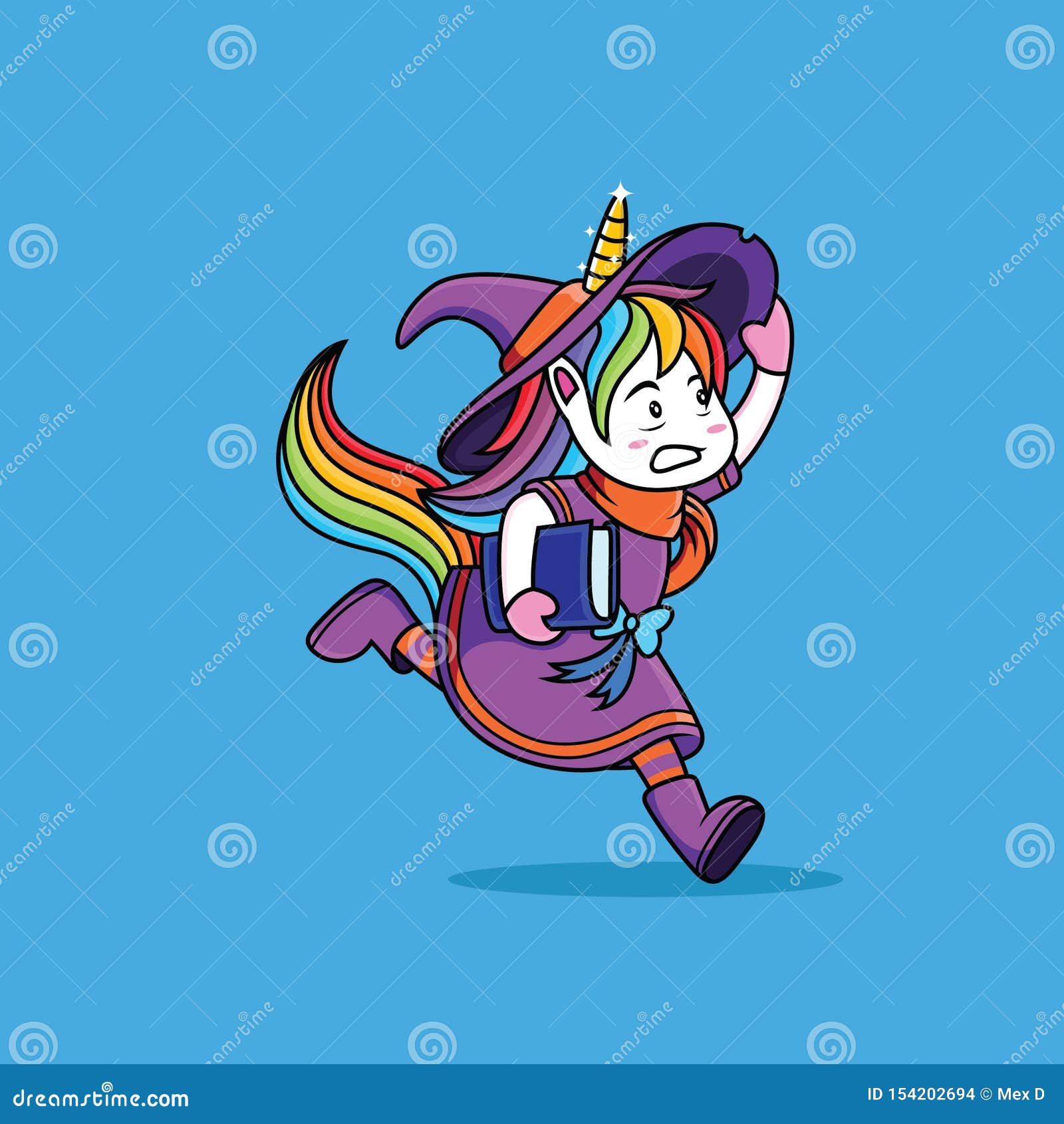 Witches Unicorn are Running Stock Illustration - Illustration of ...