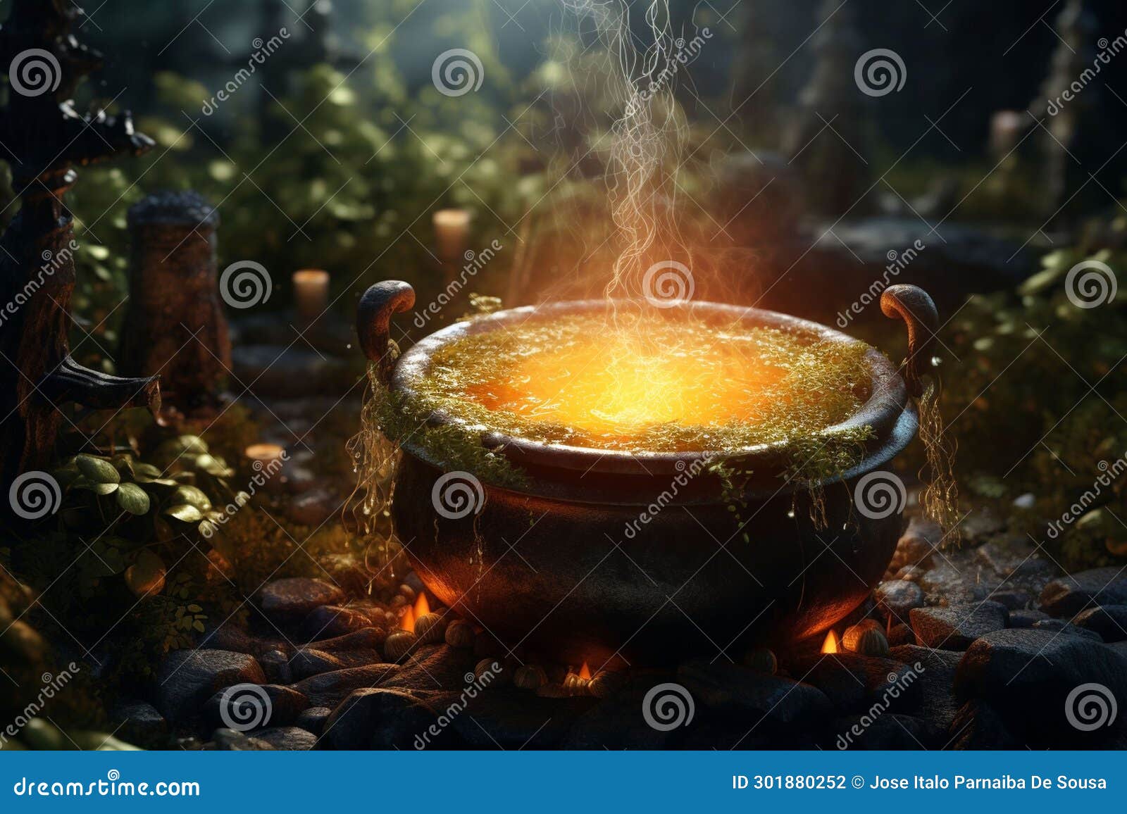 Witchs Brew Cauldron Scene Scene Of A Witchs Royalty-Free Stock Photo ...