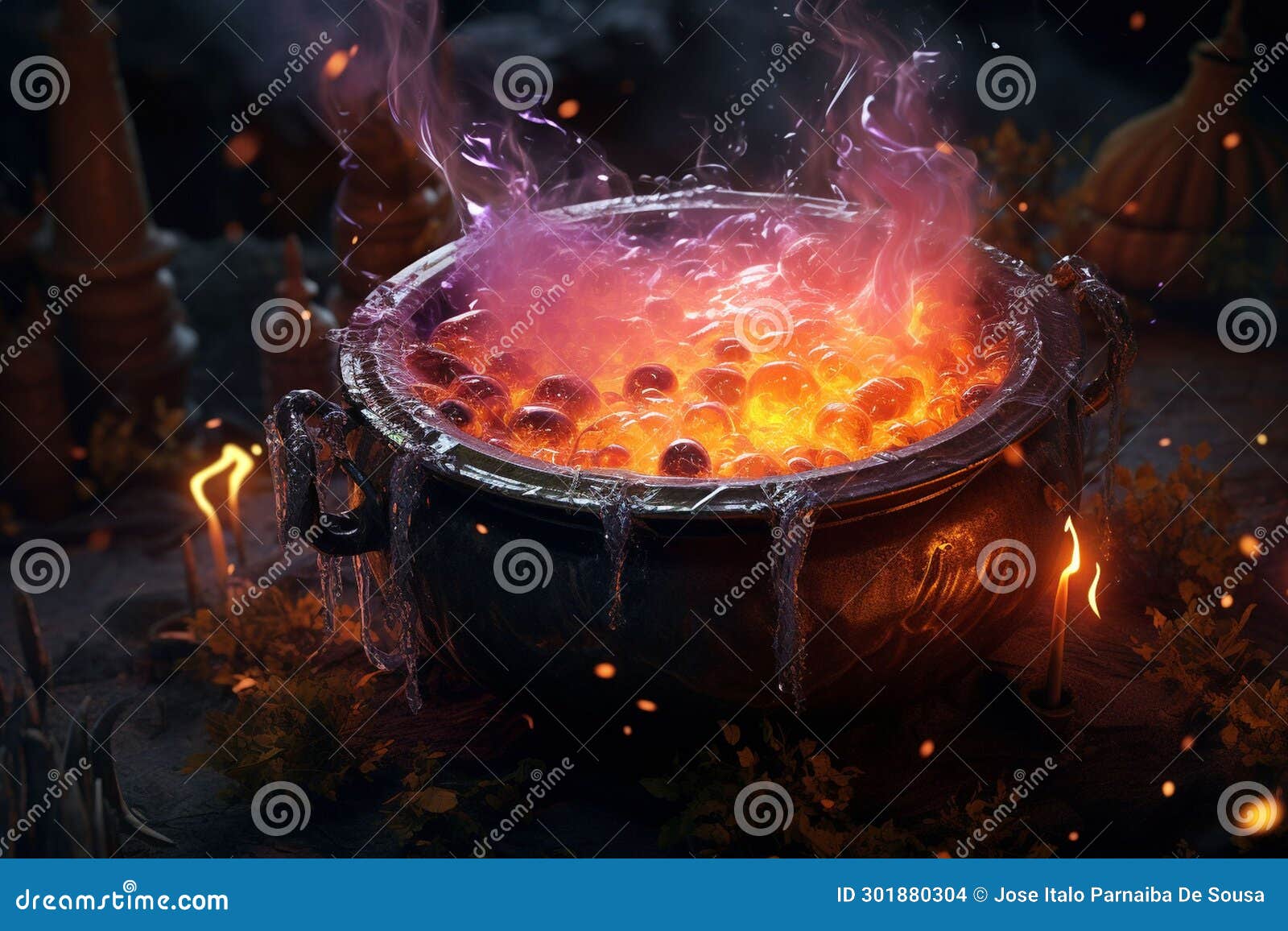 Witchs Potion Brewing Cauldron Cauldron Bubbling Stock Illustration ...