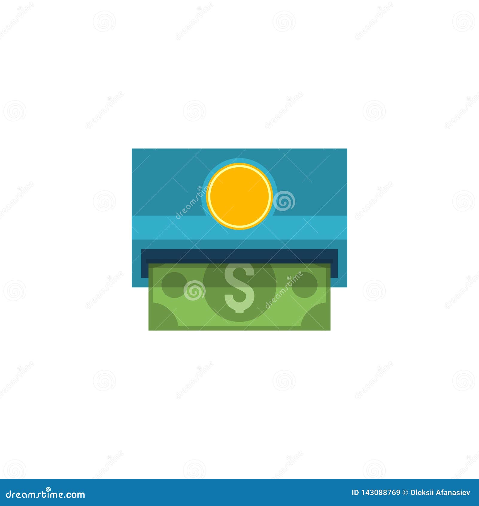 Withdraw Flat Vector Icon. stock vector. Illustration of gold - 143088769