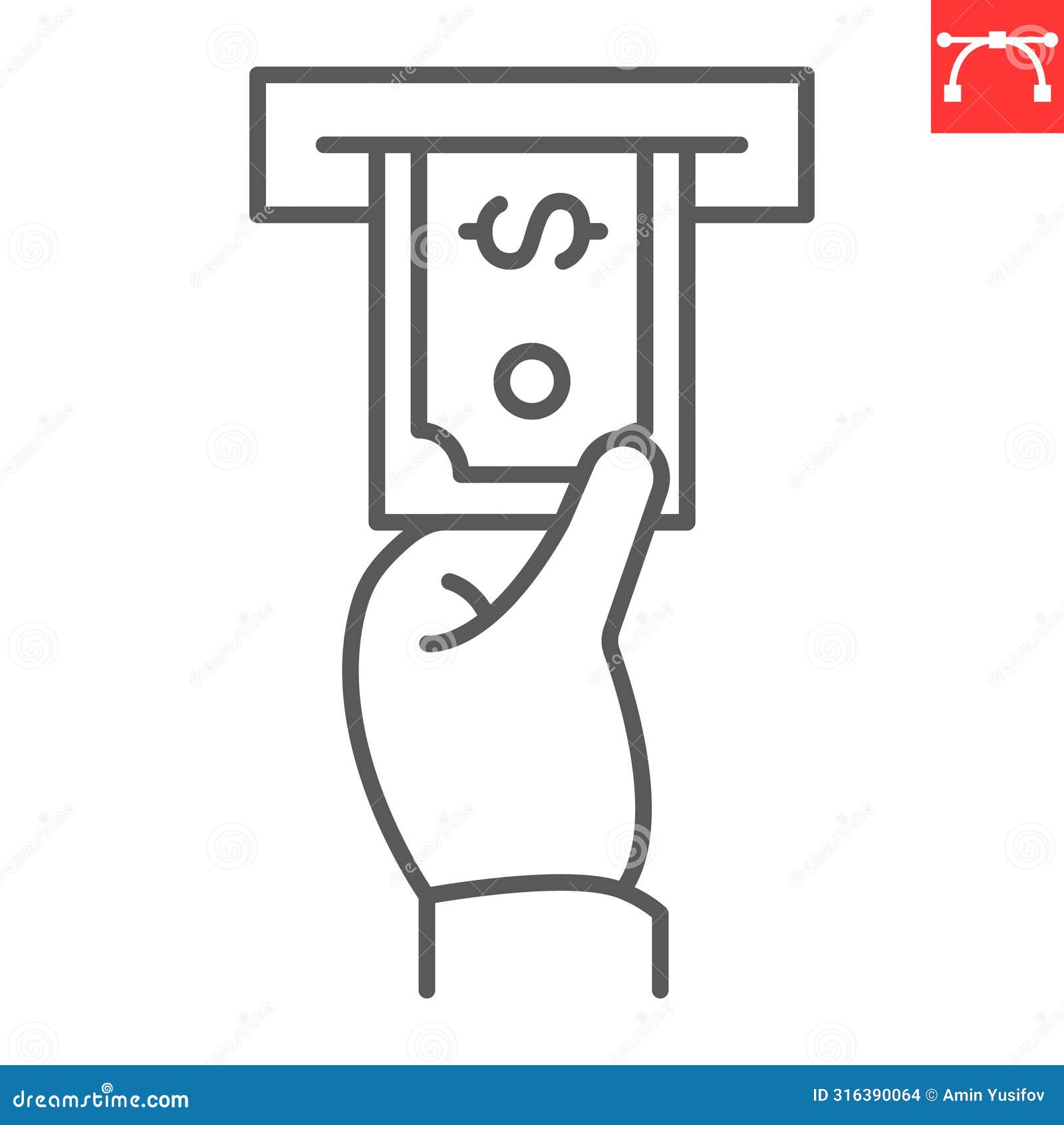 Withdraw line icon stock vector. Illustration of deposit - 316390064