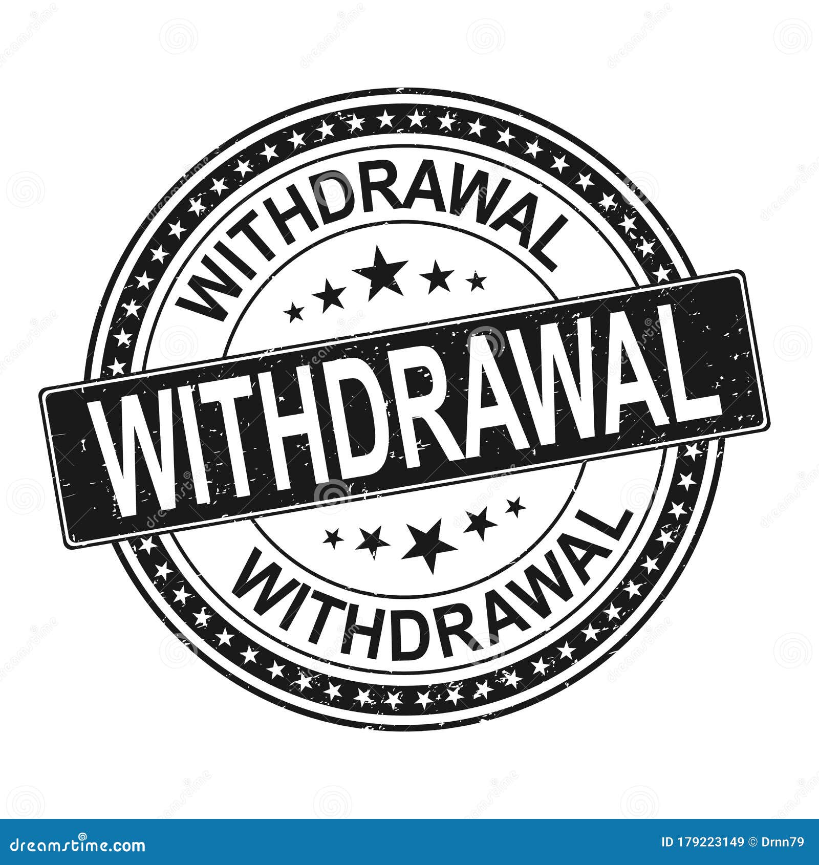Withdrawal Grunge Stamp with on Vector Illustration Stock Vector ...