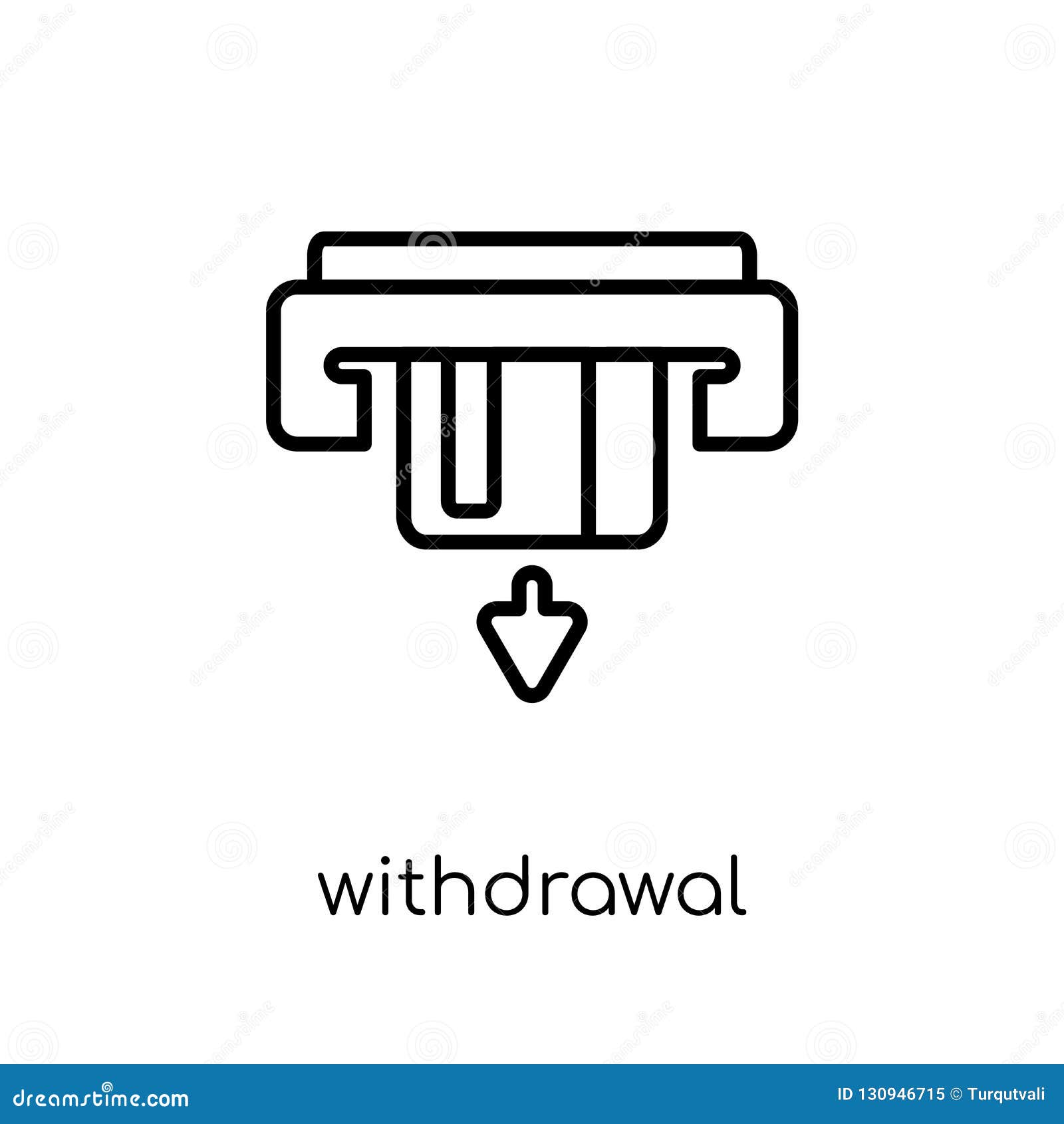 Withdrawal Icon. Cash Out Linear Symbol. Bill Acceptor Icon Cartoon ...