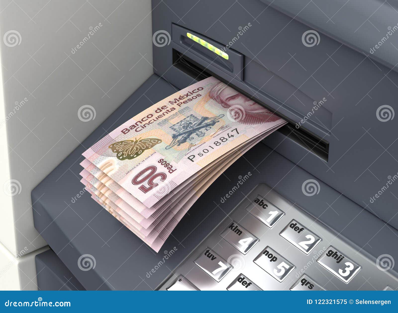 Withdrawal Mexican Pesos from the ATM Stock Illustration - Illustration ...