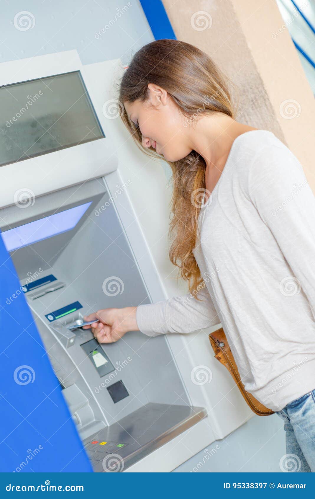 Withdrawing Money from Cash Machine Stock Image - Image of credit ...