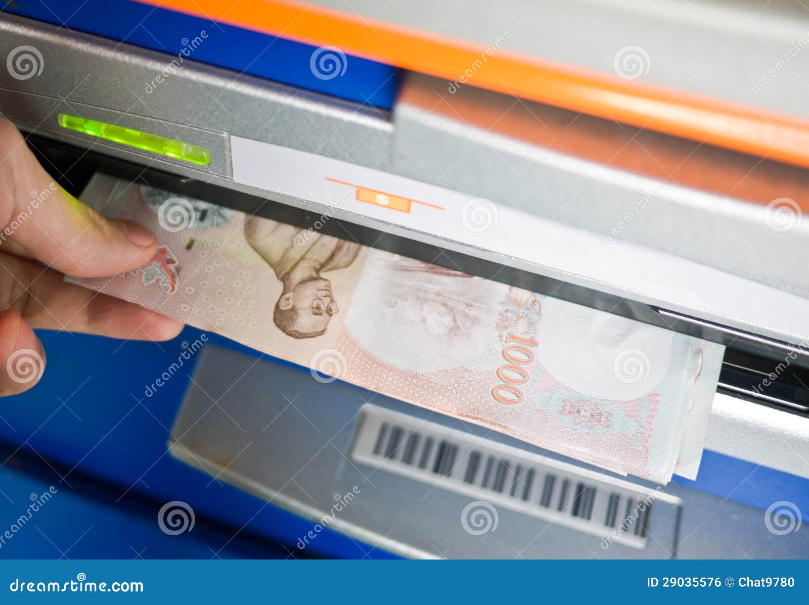 Withdrawn money from ATM stock photo. Image of banknote - 29035576