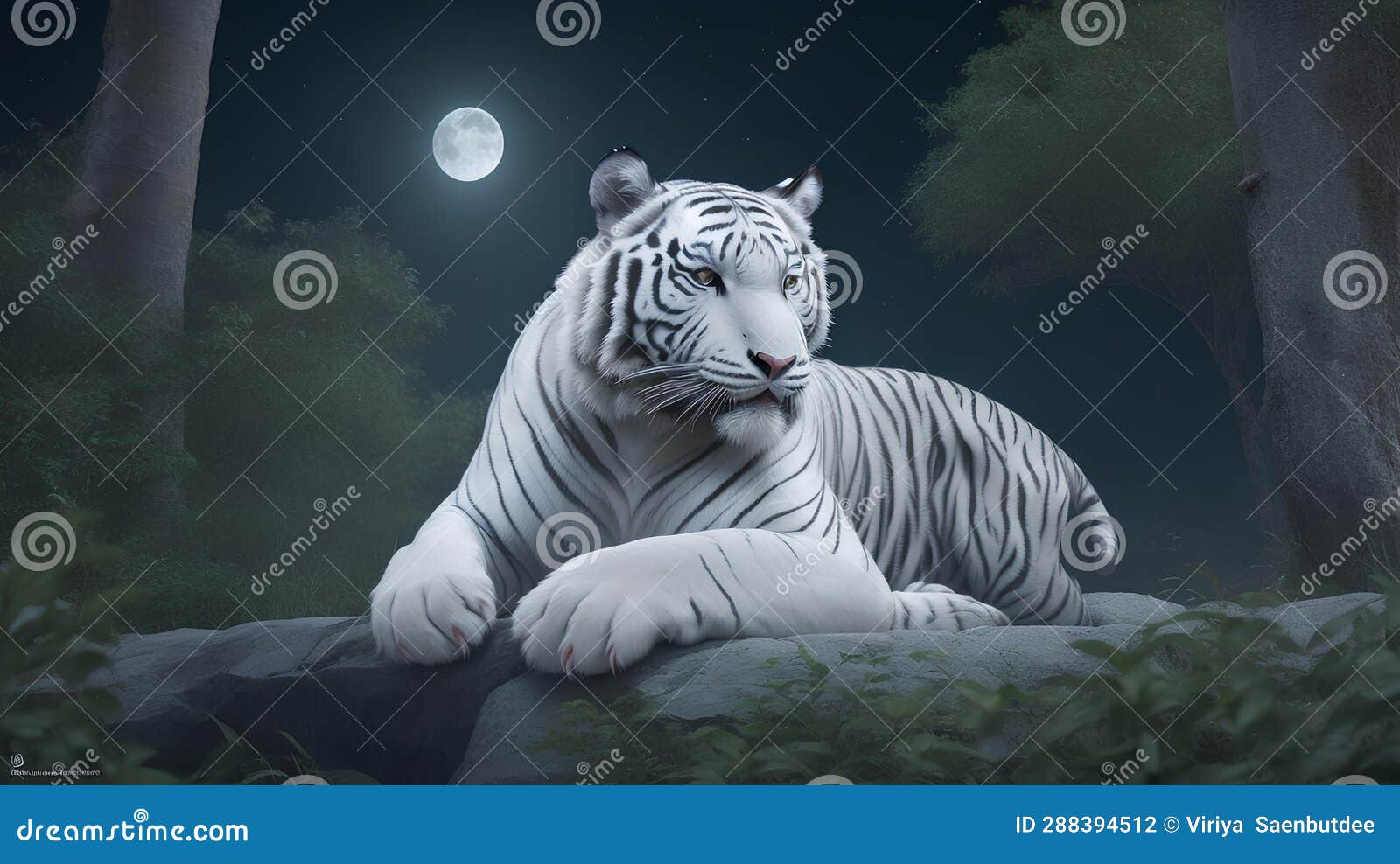Tiger In The Night With Bloody Background, Ai Generated Royalty-Free ...