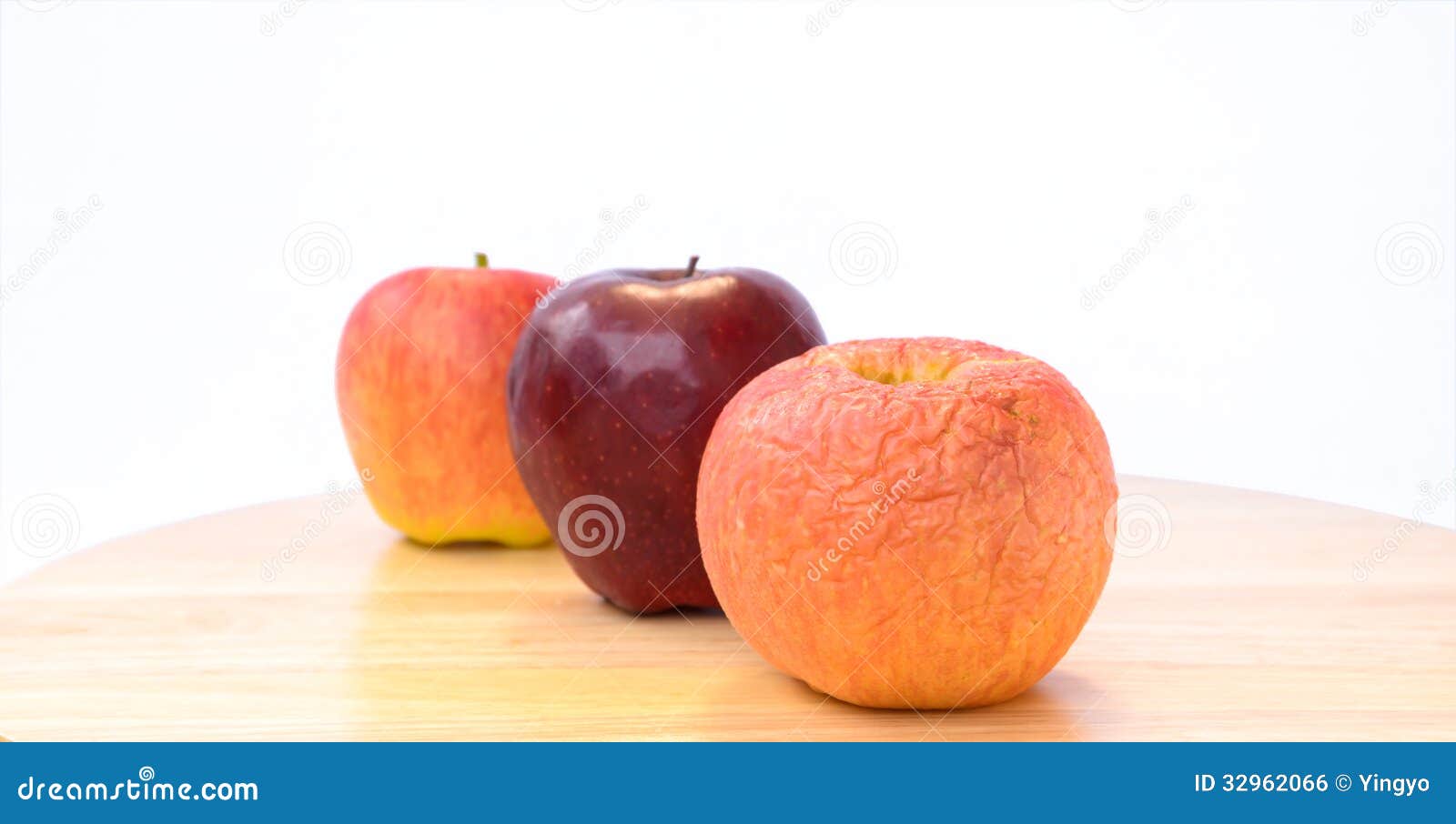 Withered Apple in Front of Apple Fresh,. Stock Photo - Image of ripe ...
