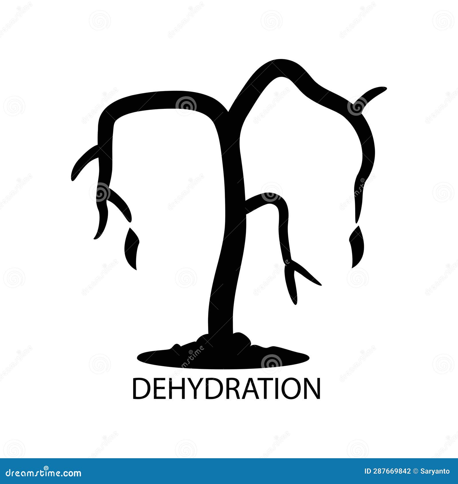 Dehydration Icon, Low Body Water, Linear Design Cartoon Vector ...