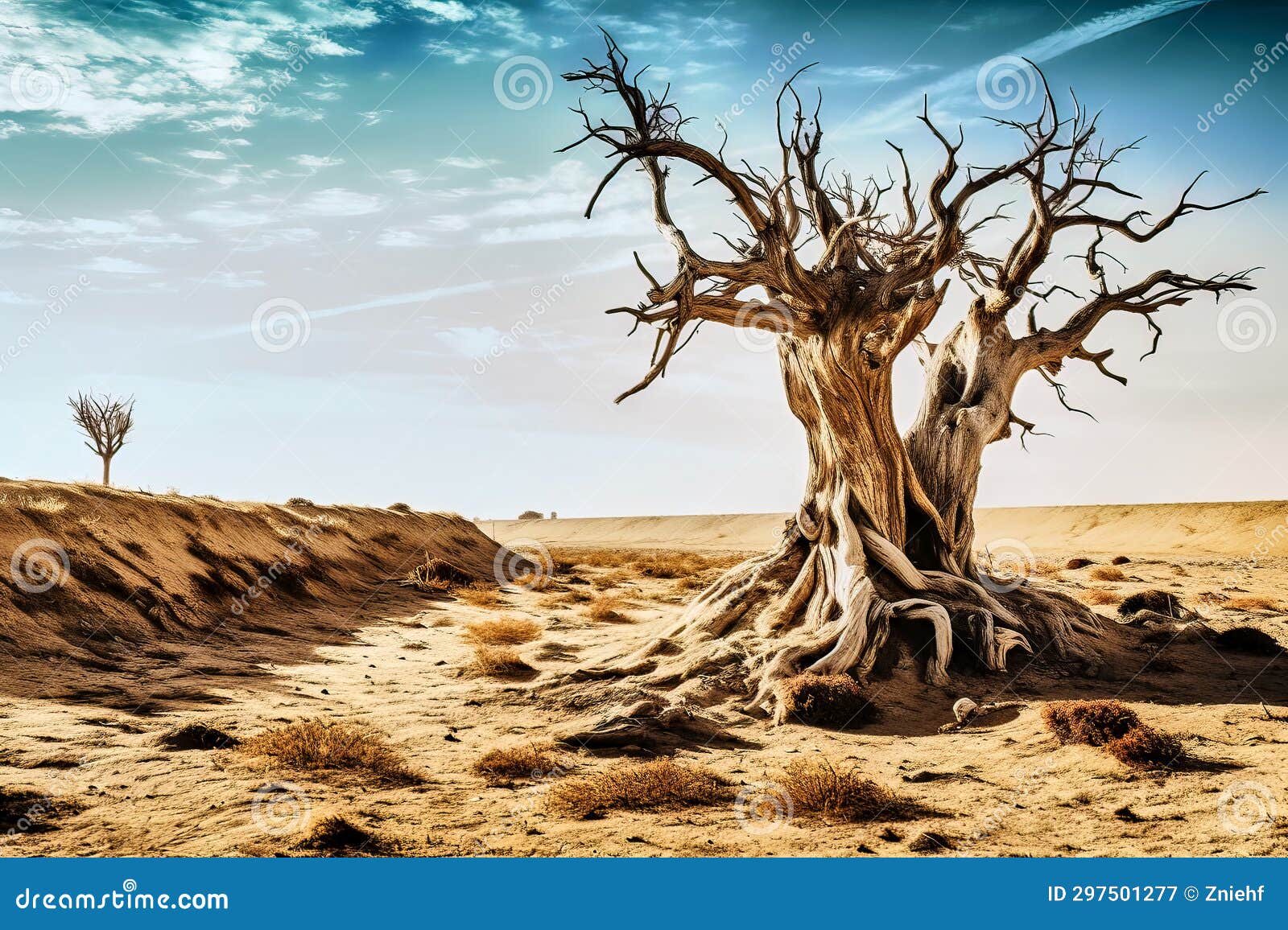 Withered Tree in a Desert Landscape As a Sign of Changing Global ...
