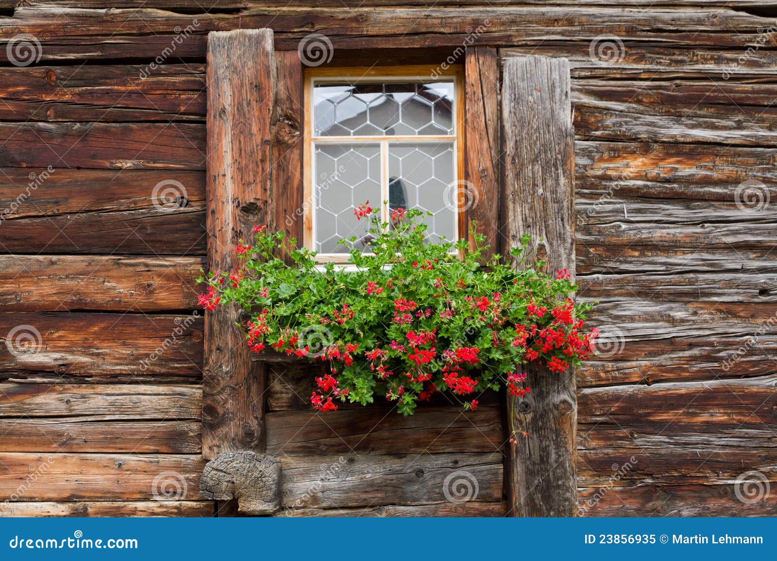 Withered Window with Geranium Decoration Stock Image - Image of rustic ...