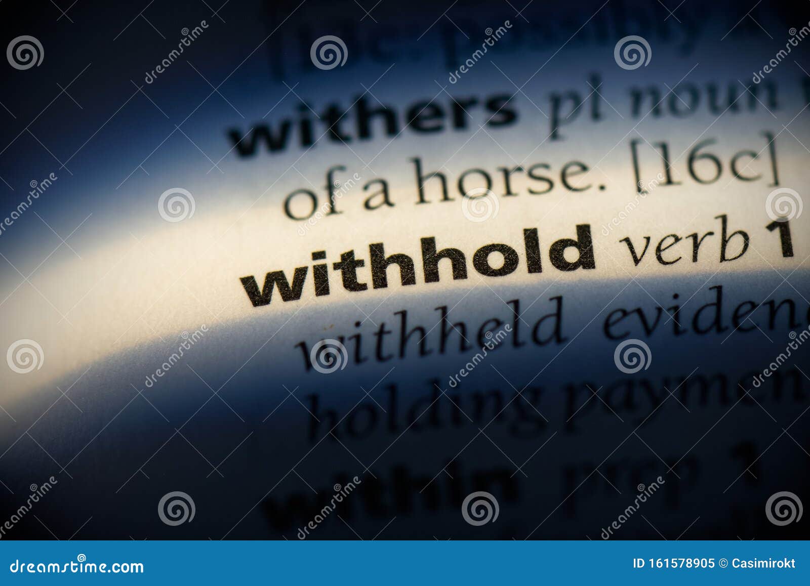 Withhold stock image. Image of etymology, text, linguistic - 161578905