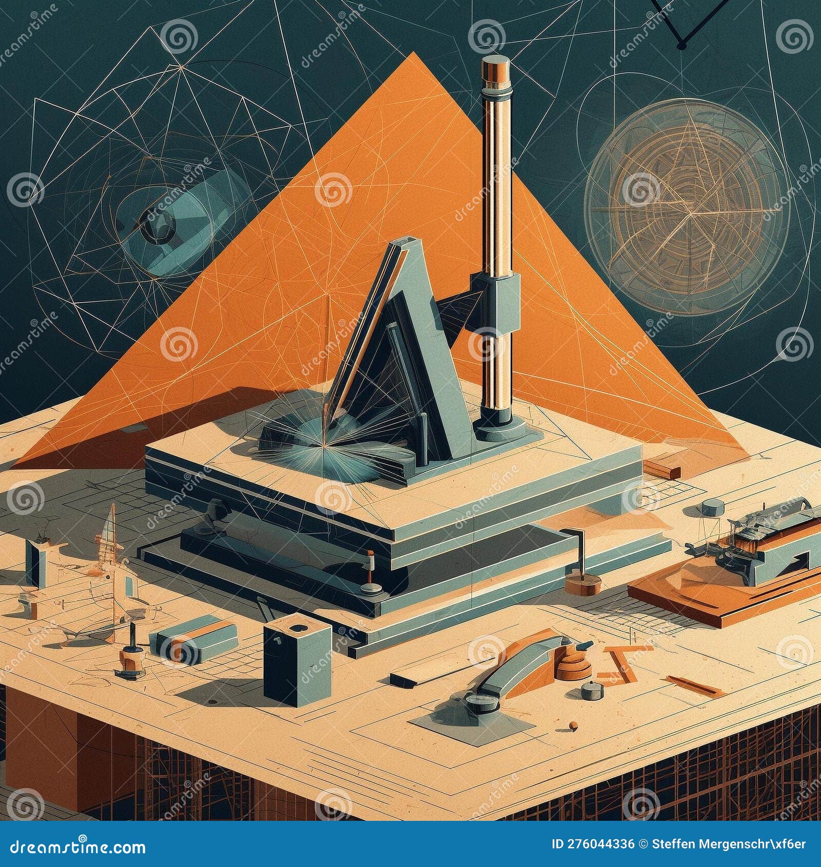 Crafting Geometric Precision in Modern Workspace Stock Illustration ...