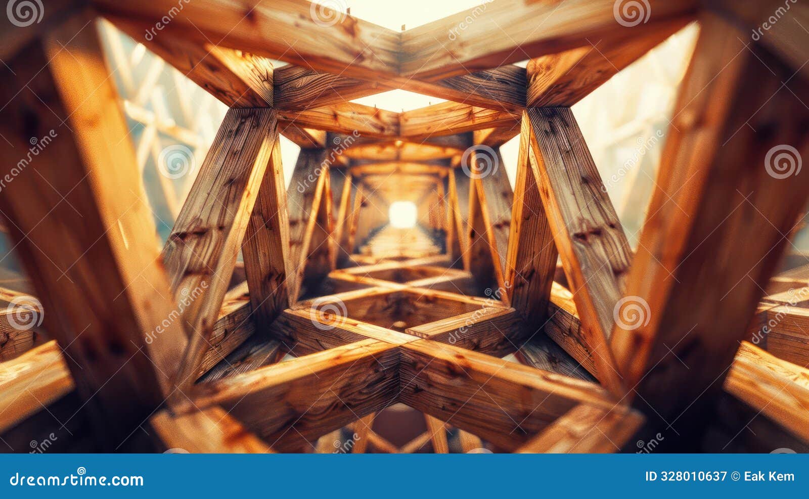 Intricate Timber Beam Structure Framework Assembly in Progress, a ...