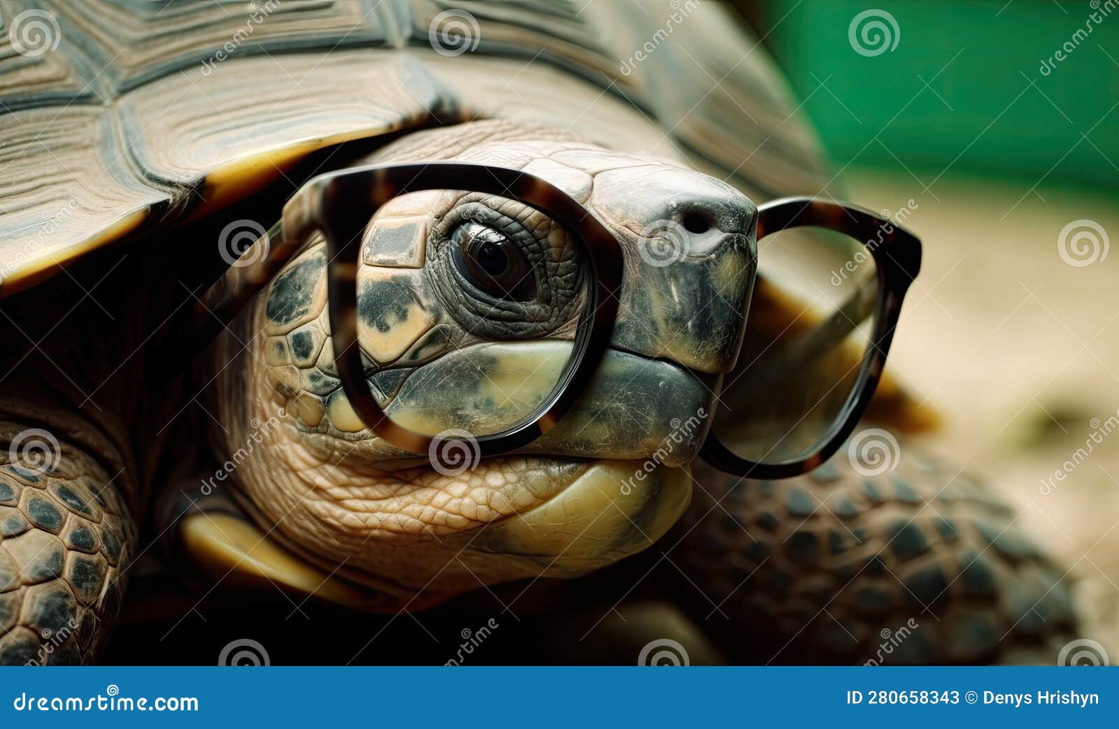 Witness the Endearing Image of a Senior Turtle Donning Spectacles ...