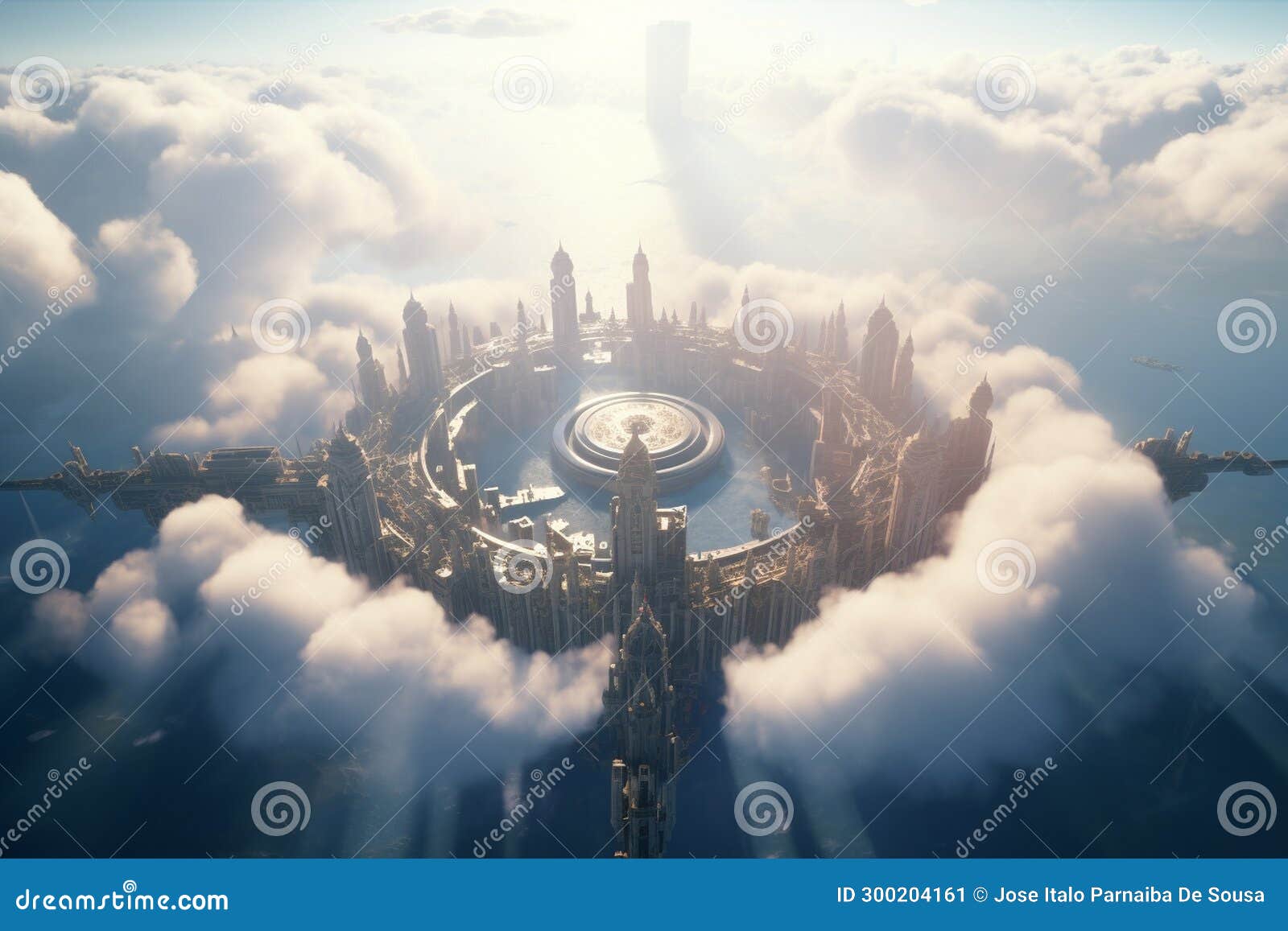 Witness a Floating City in the Clouds Where Stock Illustration ...