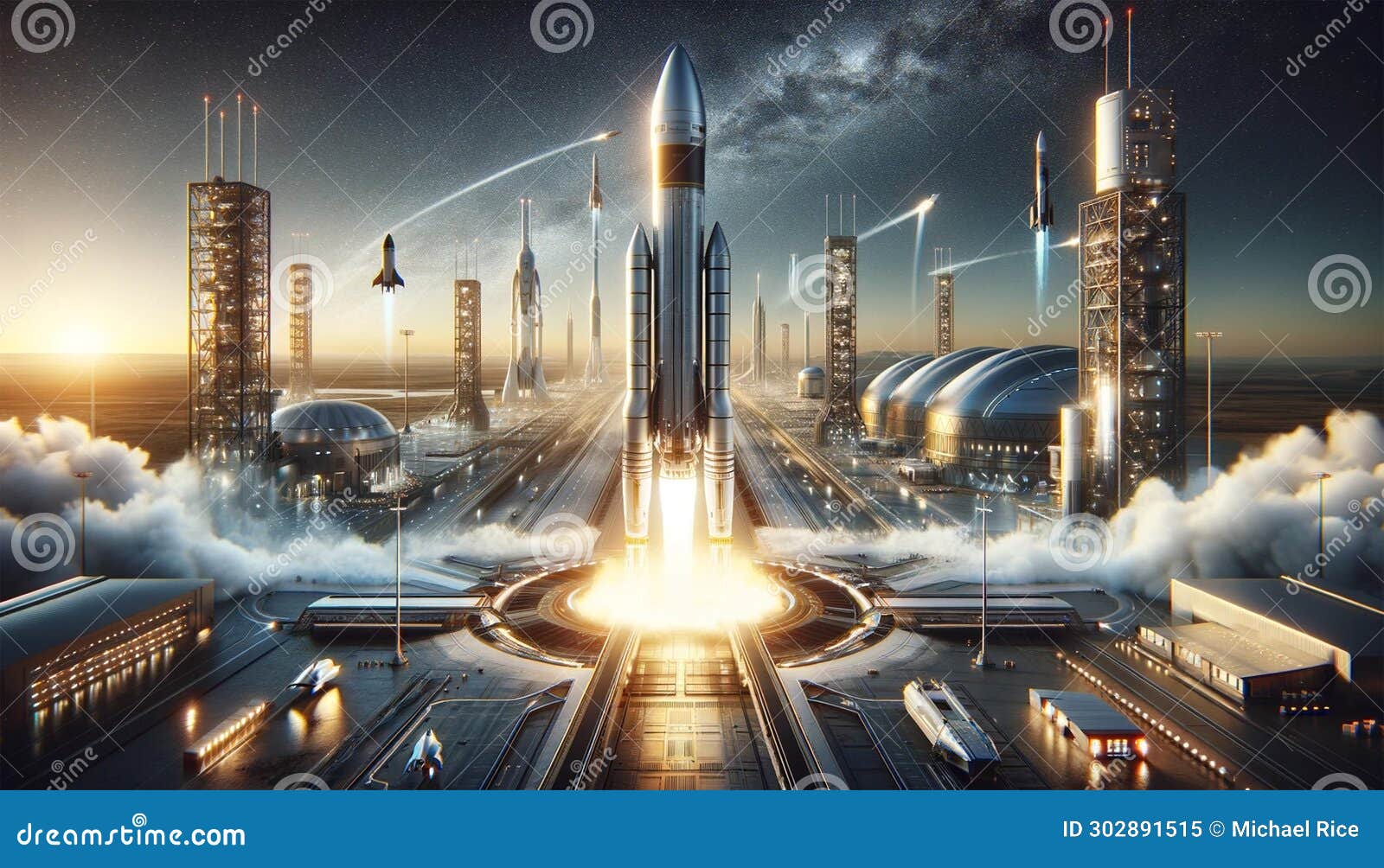 Epic Rocket Launch: AI Crafted Futuristic Sci-Fi Scene Stock ...