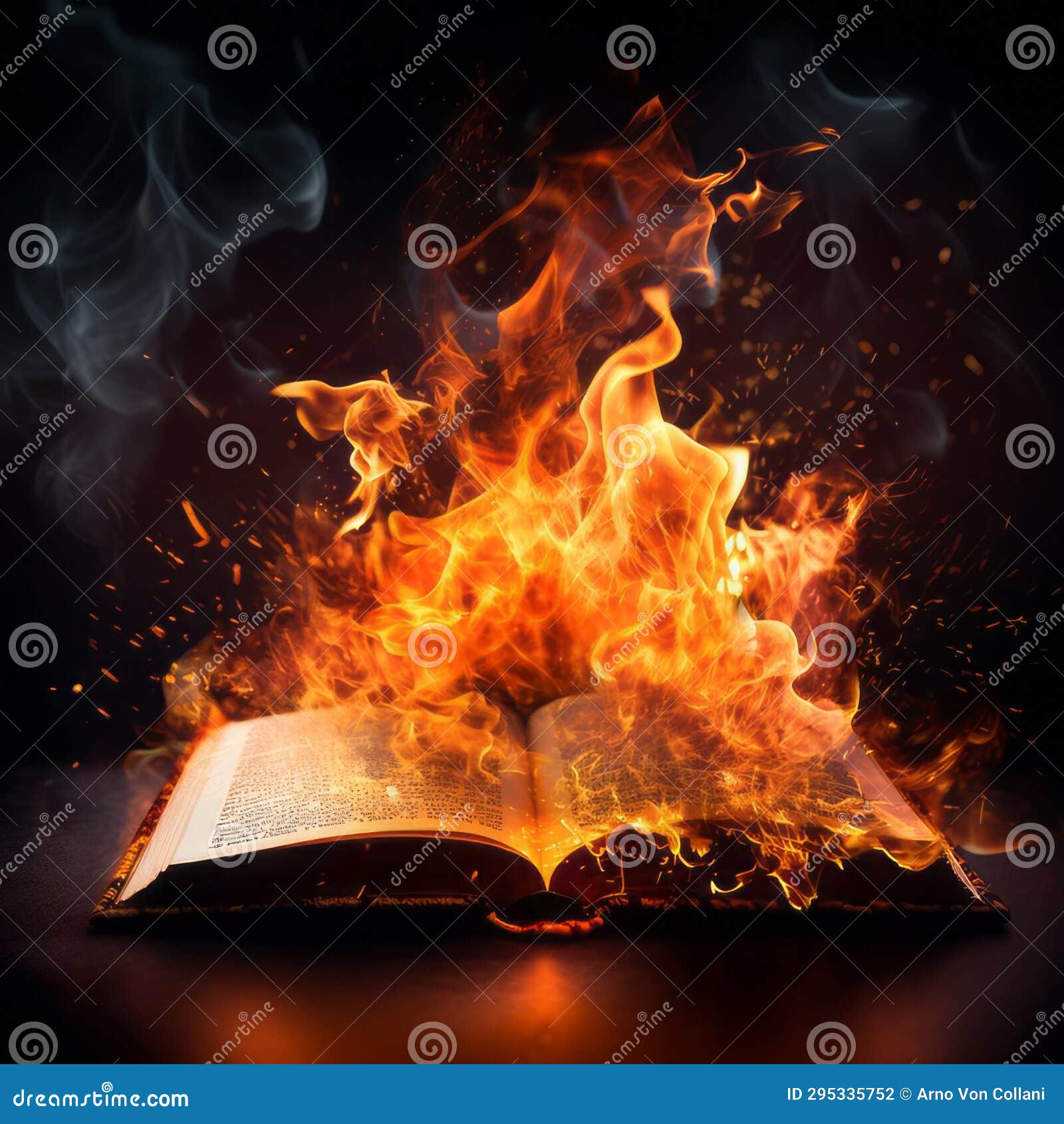 Ethereal Flames: a Burning Open Book Illuminated Stock Photo - Image of ...