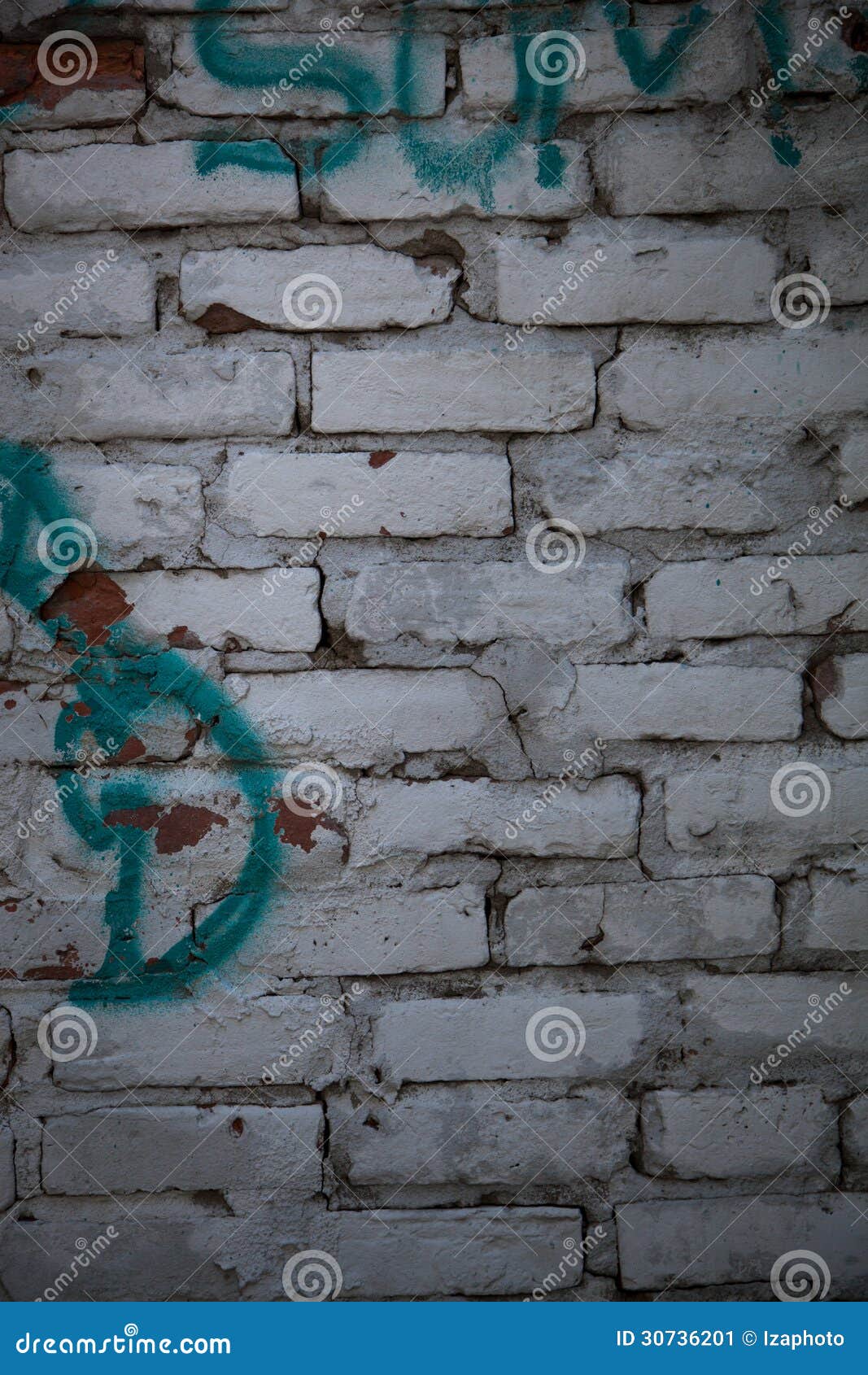 Witte Bakstenen Muur Met Graffiti Stock Afbeelding - Image of graffiti, achtergrond: 30736201