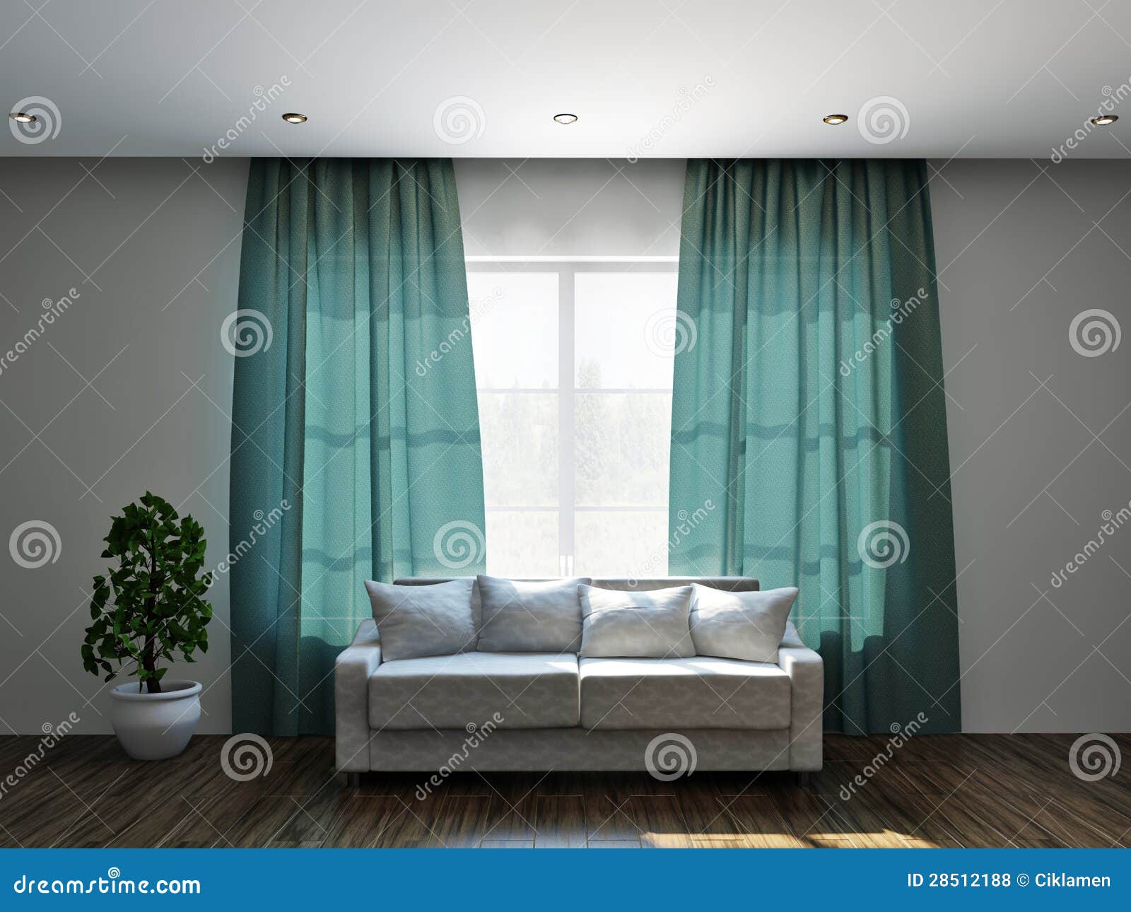 Witte bank in de woonkamer stock foto. Image of levensonderhoud - 28512188