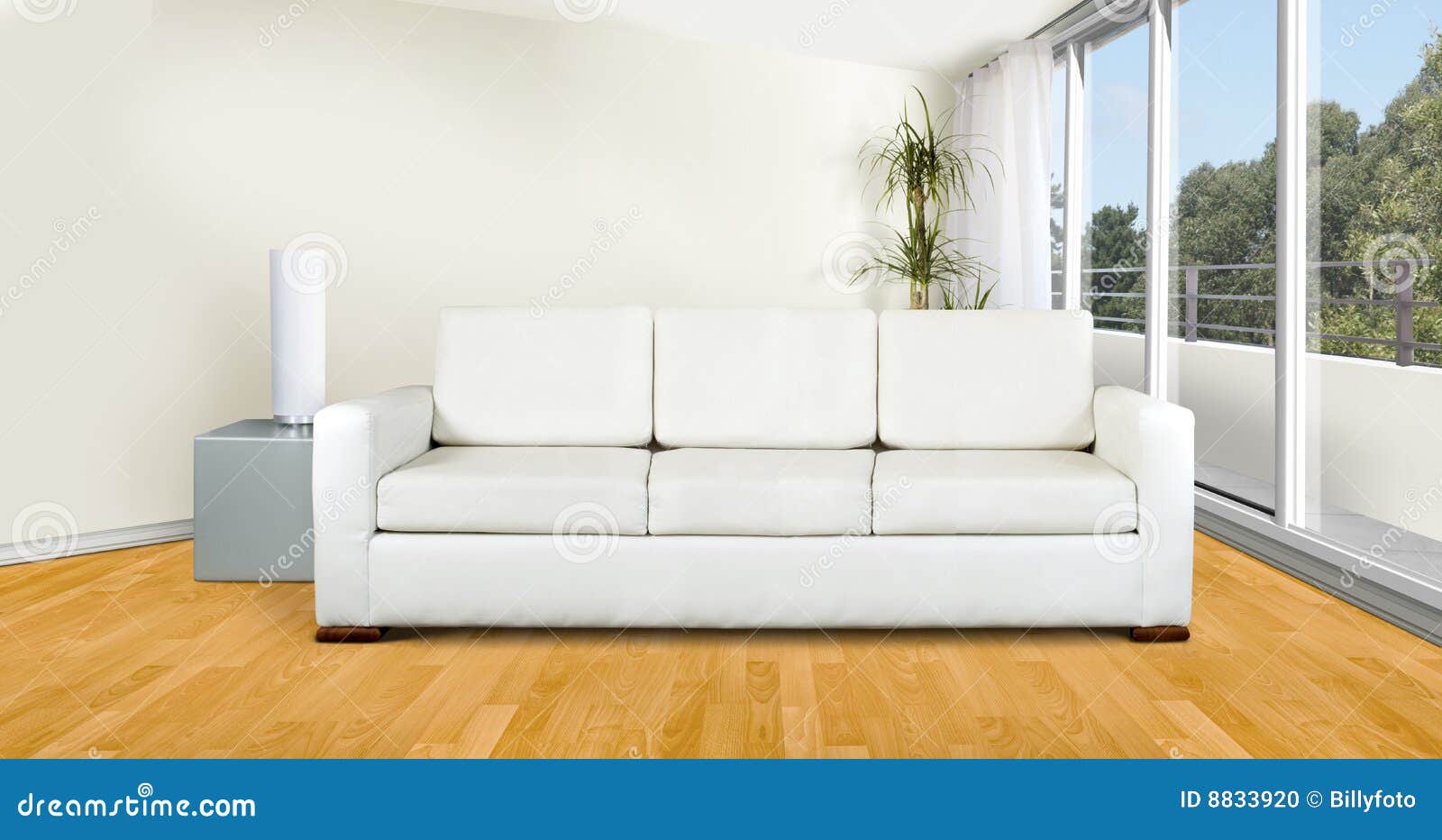 Witte bank in woonkamer stock foto. Image of woonplaats - 8833920