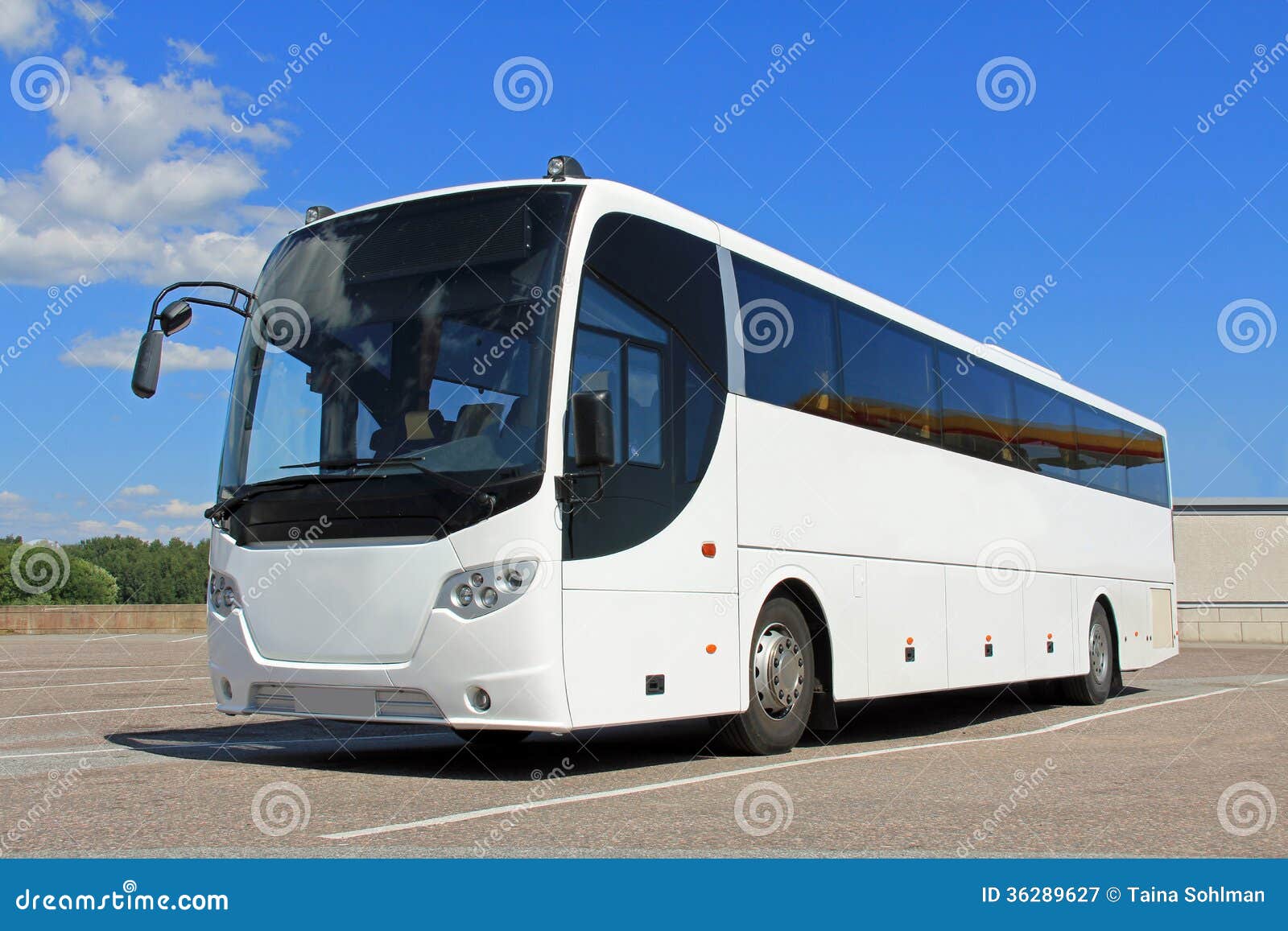 Witte Bus in de Zomer stock afbeelding. Image of automobiel - 36289627