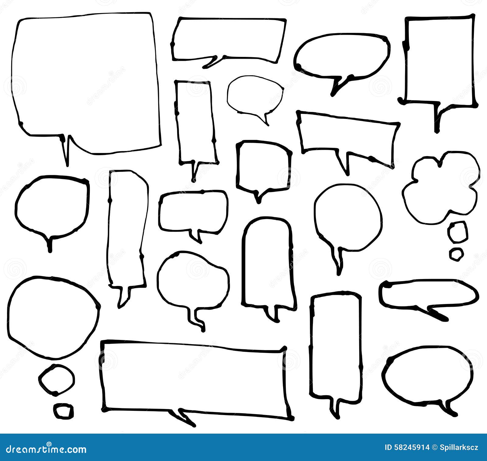 Witte De Krabbelinzameling Van De Tekstballon Over Wit Vector ...