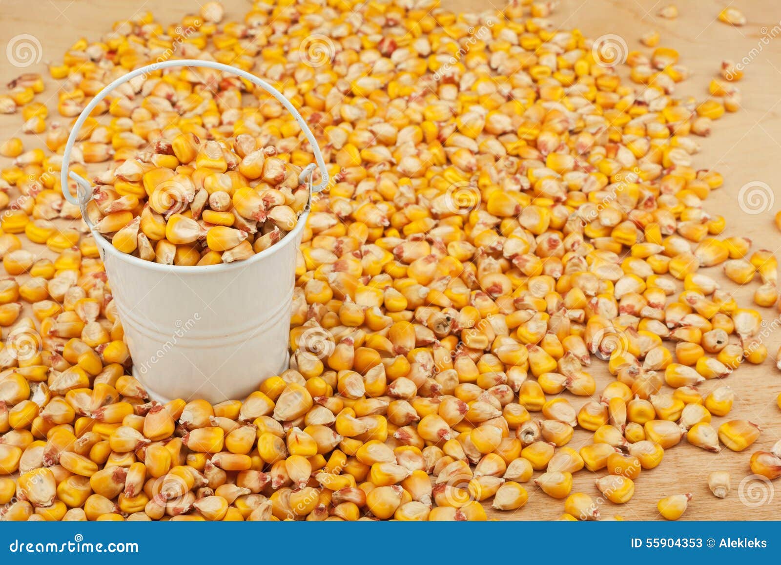 Witte Emmer Met Graan Op De Houten Vloer Stock Afbeelding - Image of ...