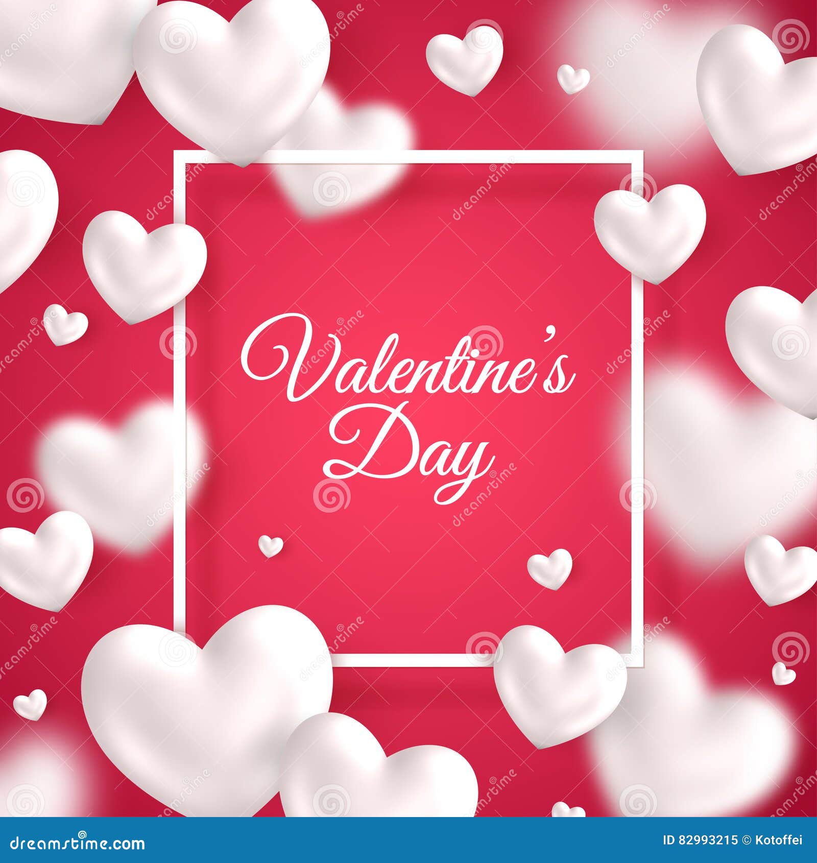 Witte Harten Met Vierkant Kader Op Roze Achtergrond Vector Illustratie ...