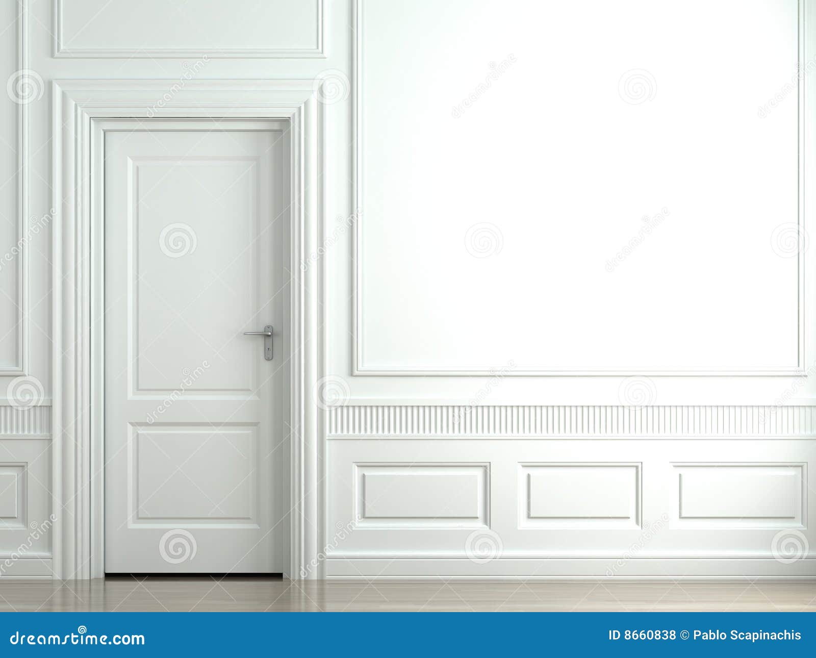 Witte Klassieke Muur Met Deur Stock Illustratie - Illustration of ...