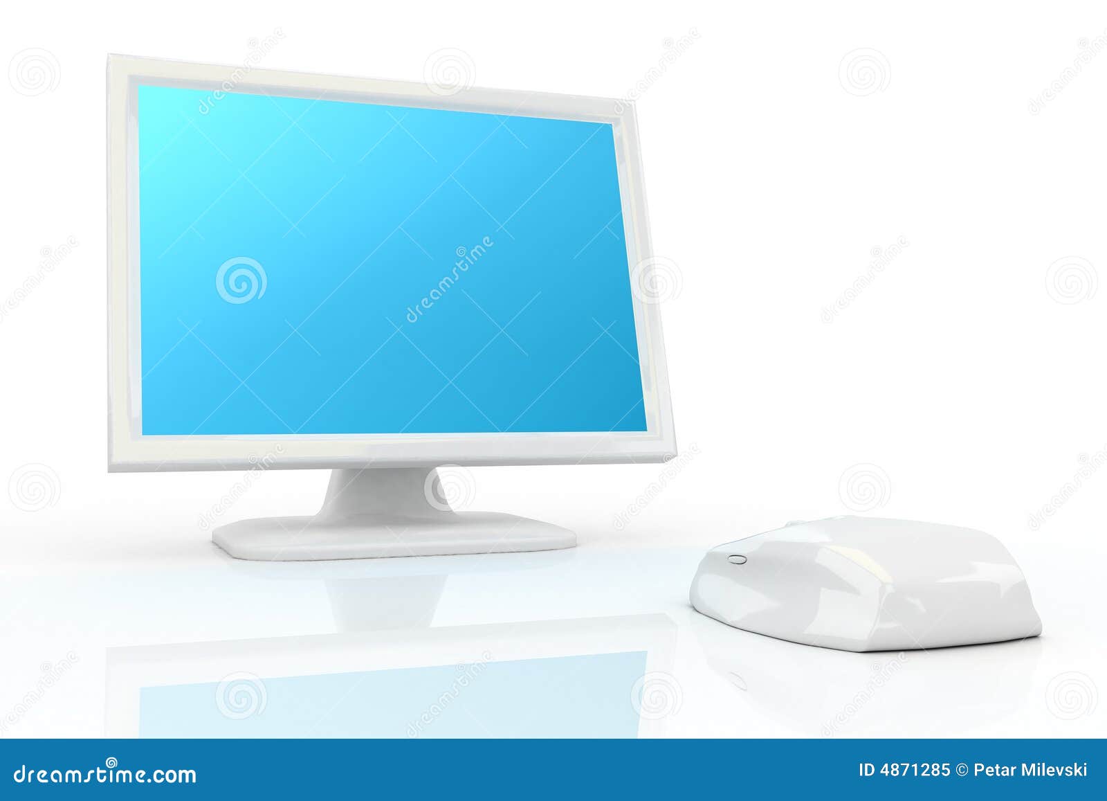 Witte Muis En Witte Monitor Stock Illustratie - Illustration of ...