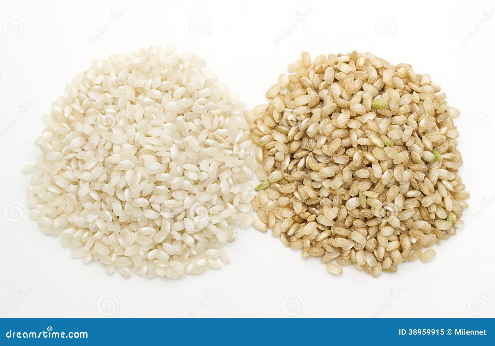 Witte Rijst En Ongepelde Rijst Stock Afbeelding - Image of bonen ...