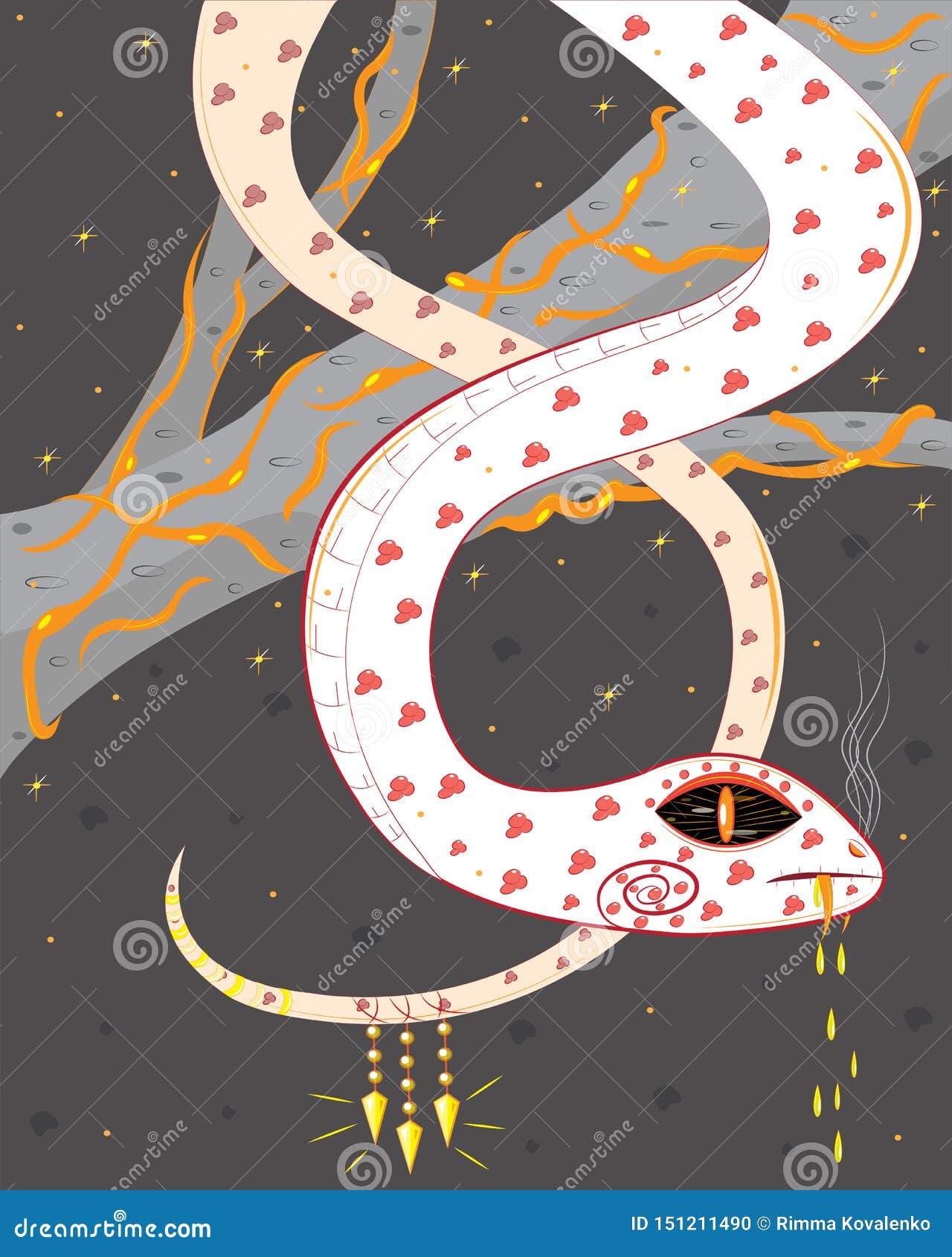 Witte Slang in Het Lijkwitte Bos Vector Illustratie - Illustration of ...