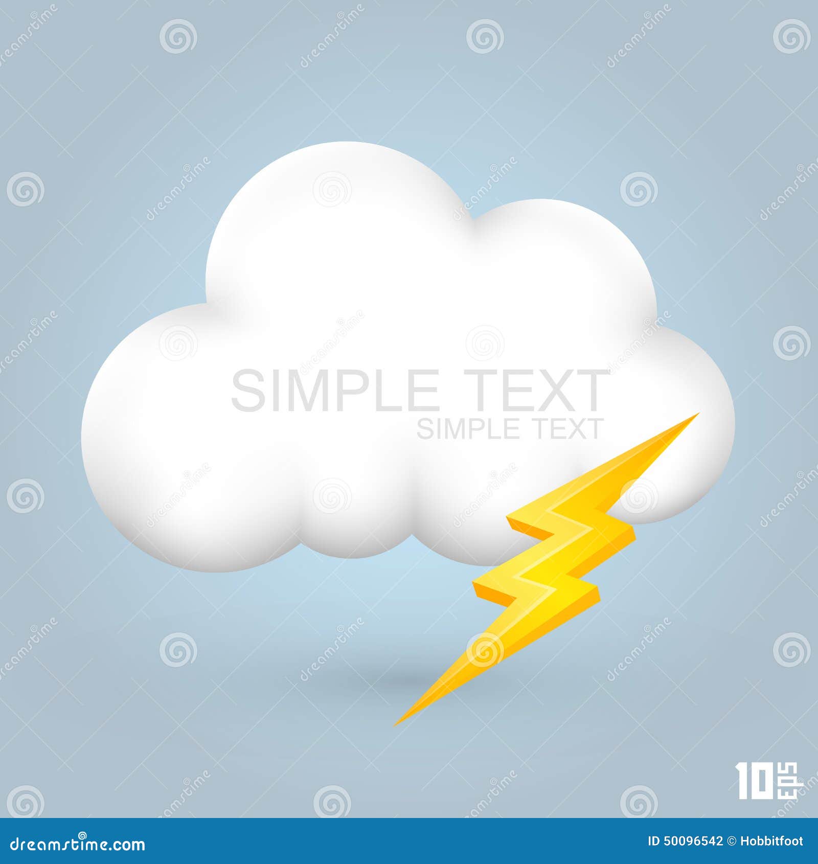 Witte wolk met bliksem vector illustratie. Illustration of ontruim ...