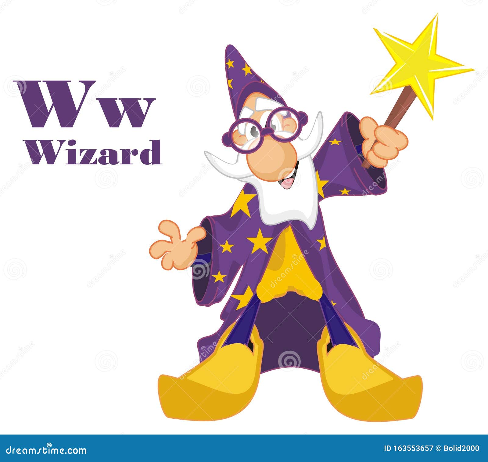 Wizard and abc stock illustration. Illustration of cartoon - 163553657