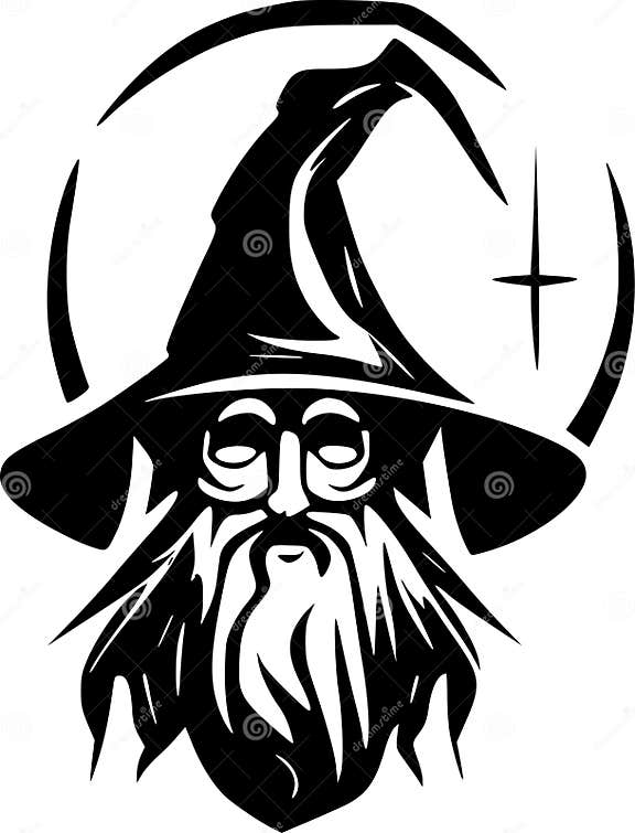 Wizard - Black and White Vector Illustration Stock Vector ...