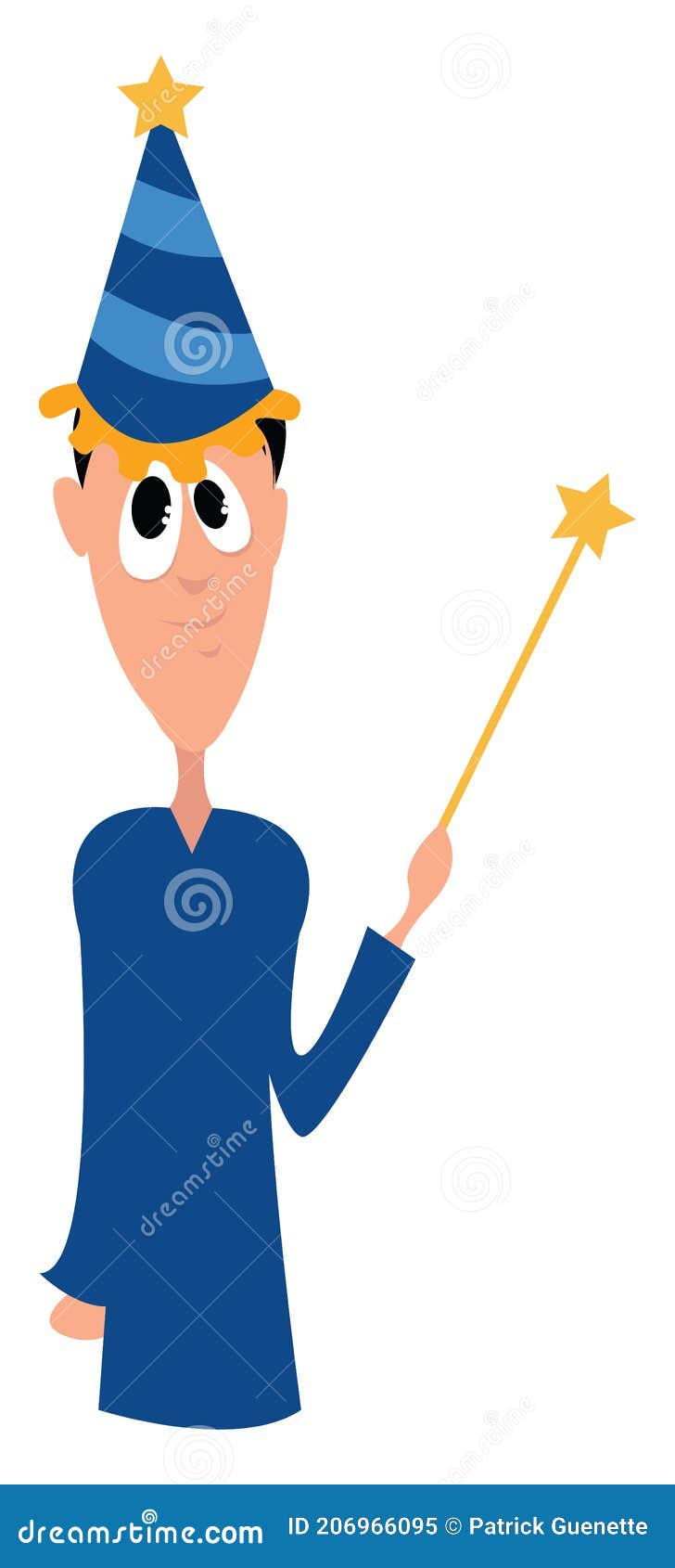 Wizard With Blue And Stars Clothes Character Design Cartoon With Moon ...