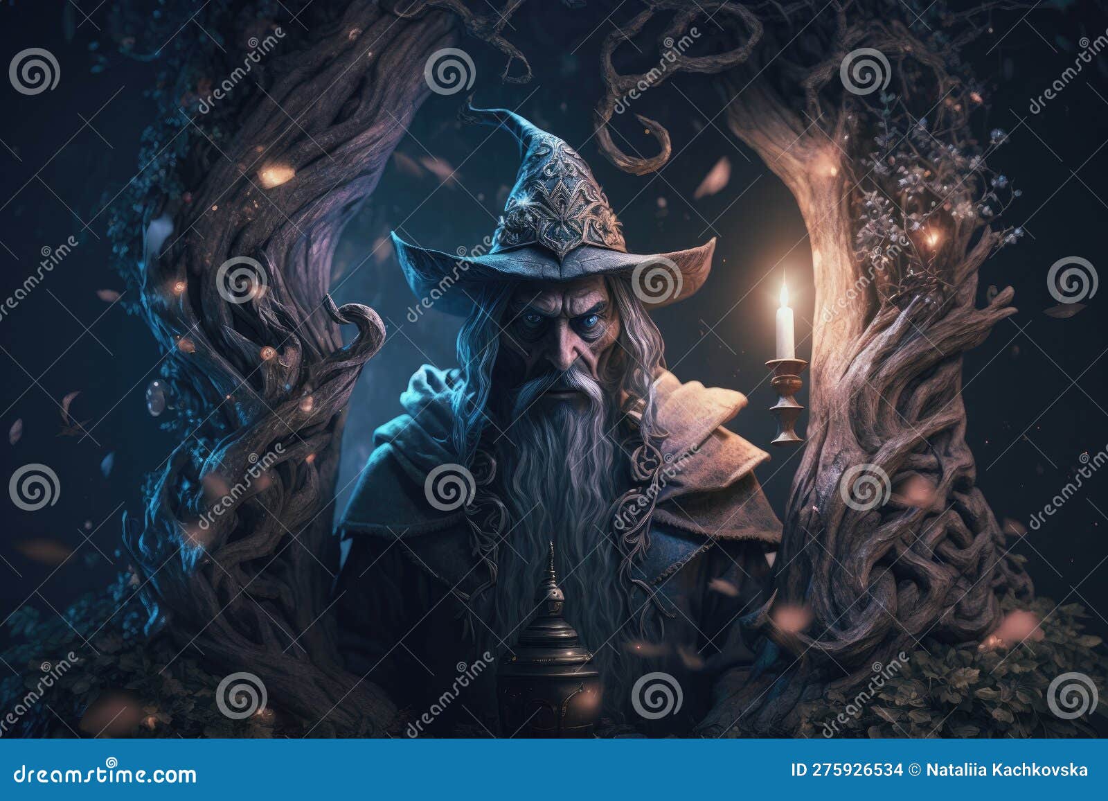 Wizard Brews a Potion in a Pot Stock Photo - Image of fairy, caldron ...