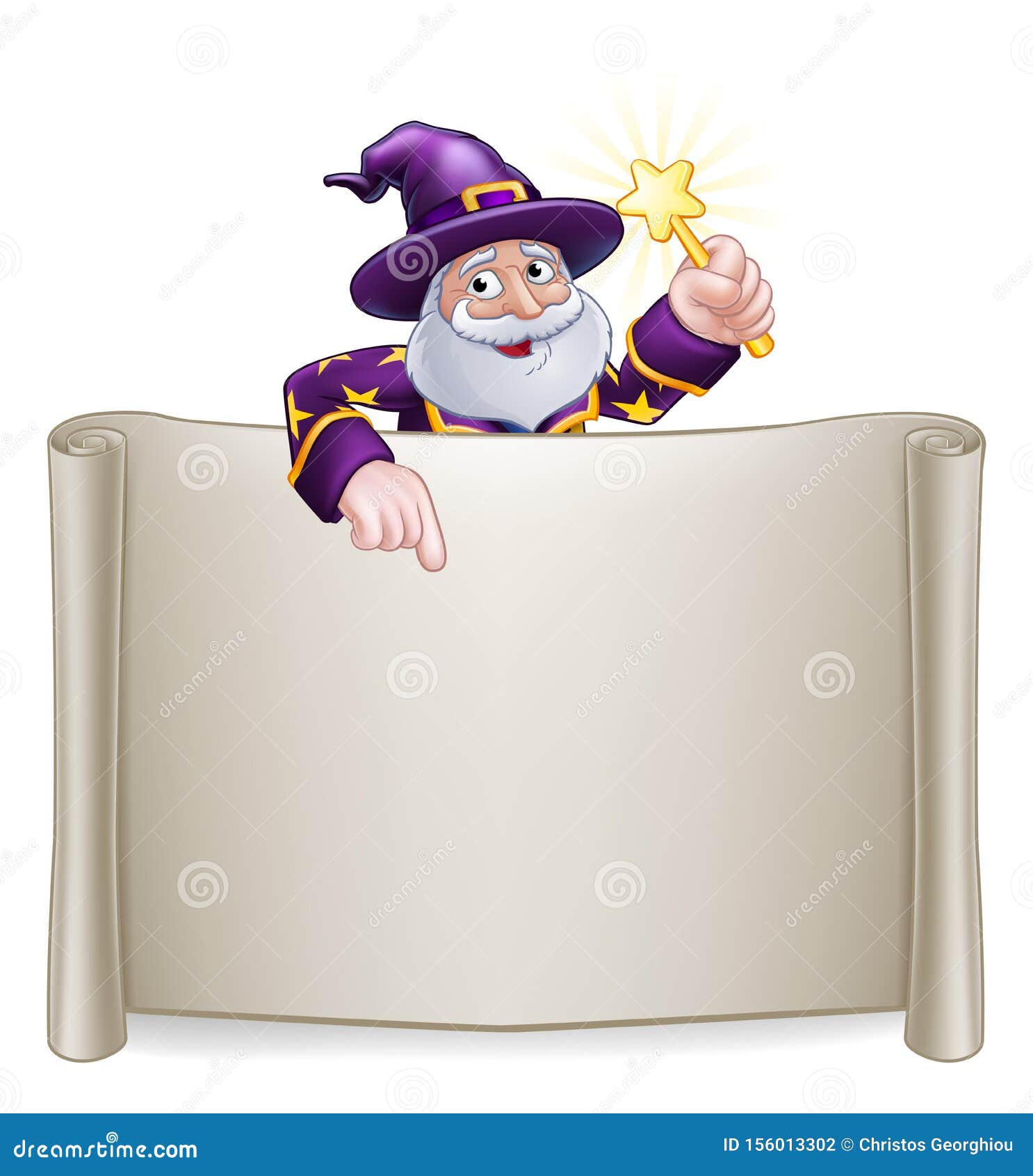 Wizard Cartoon Character Sign Scroll Stock Vector - Illustration of ...