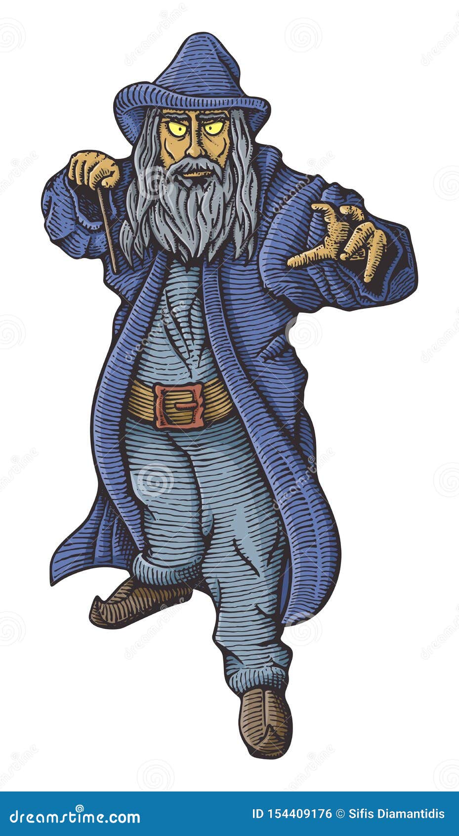 Wizard Casting a Spell stock vector. Illustration of sketch - 154409176